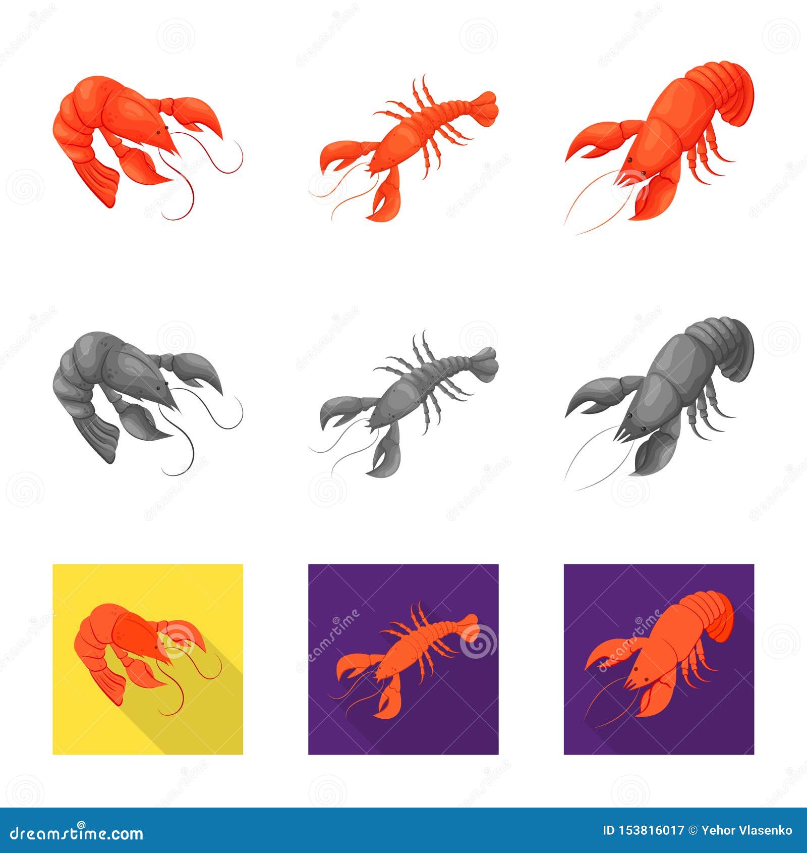 Vector Illustration of Appetizer and Ocean Icon. Collection of ...