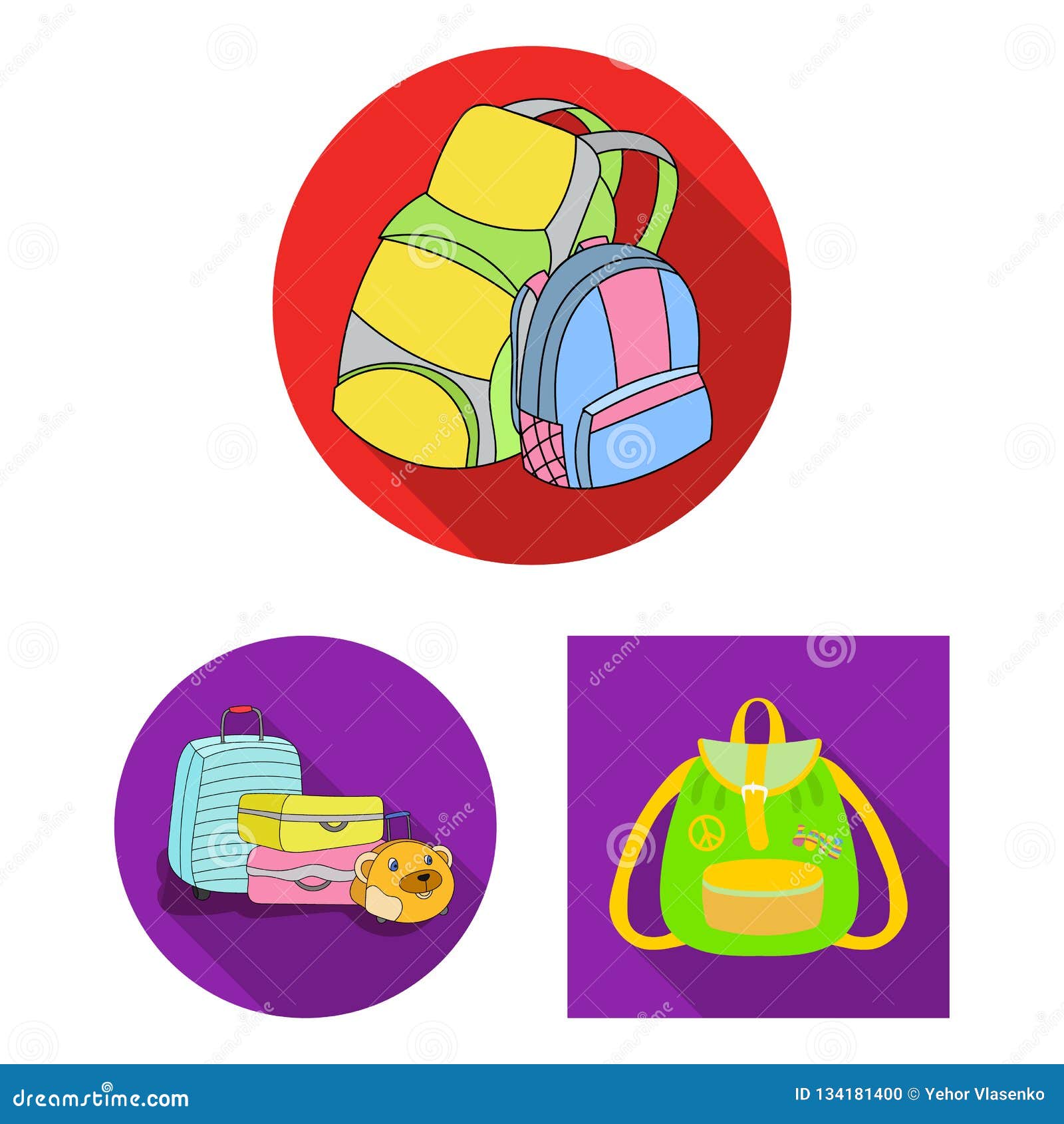 Vector Illustration of and Backpack Sign. Set of and Pack Stock Symbol ...