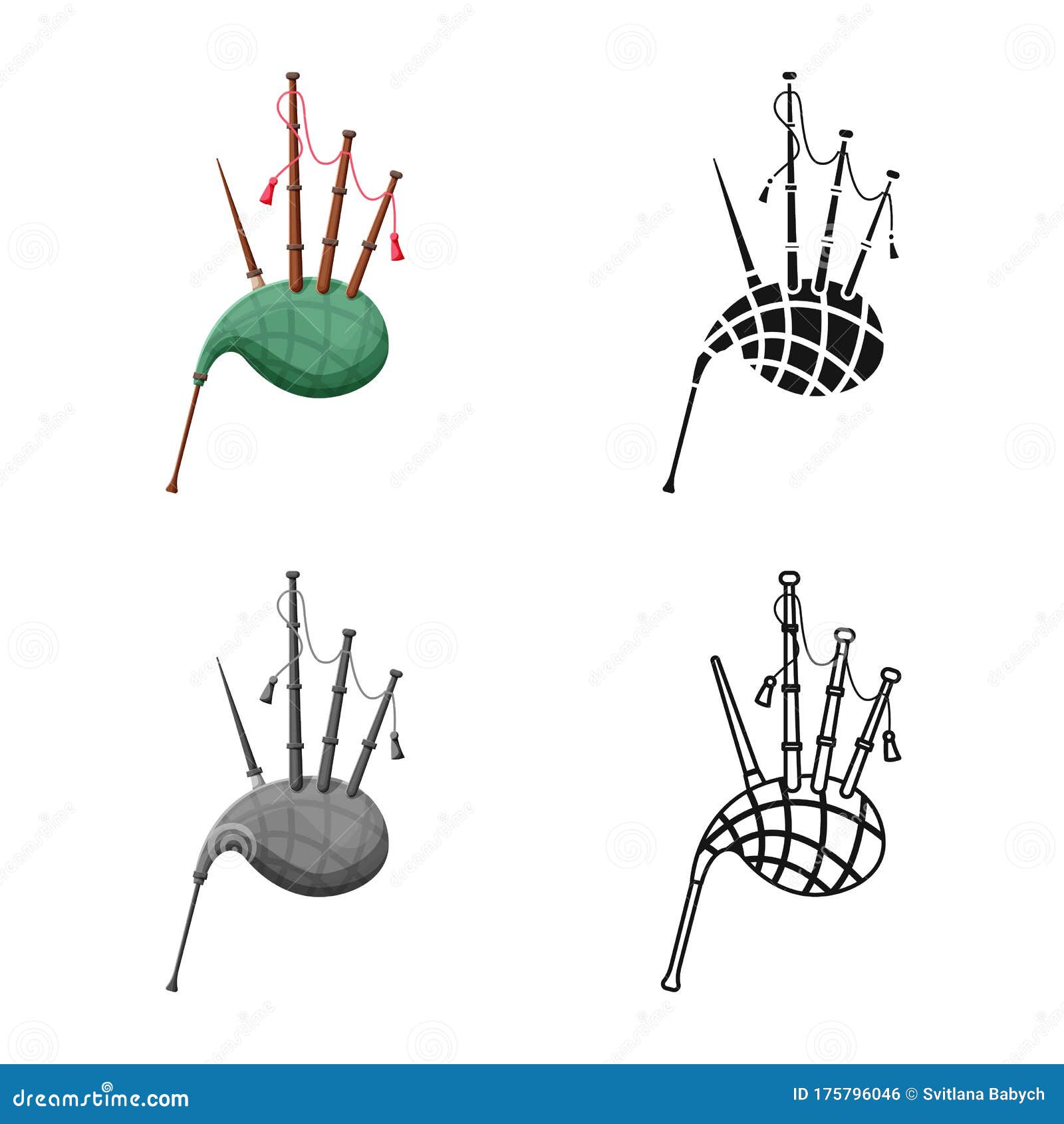 Vector Illustration of Bagpipe and Tartan Logo. Web Element of Bagpipe ...