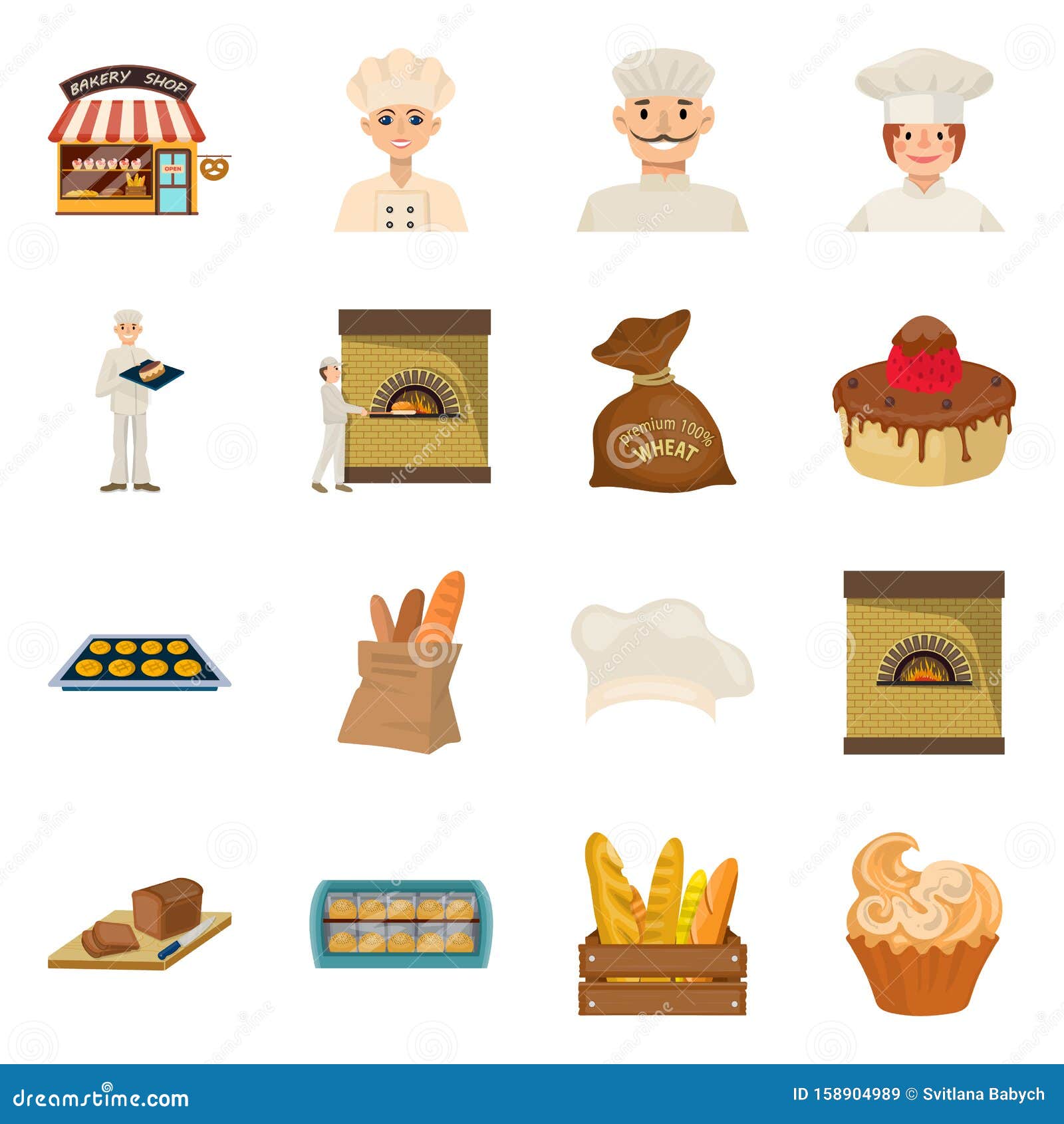 Isolated Object of Bakery and Natural Sign. Collection of Bakery and ...