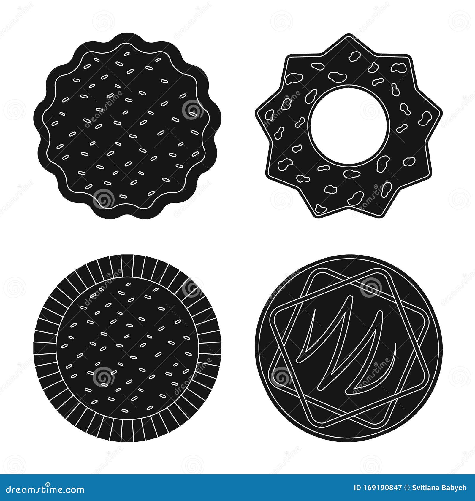 Vector Illustration of Biscuit and Bake Symbol. Set of Biscuit and ...