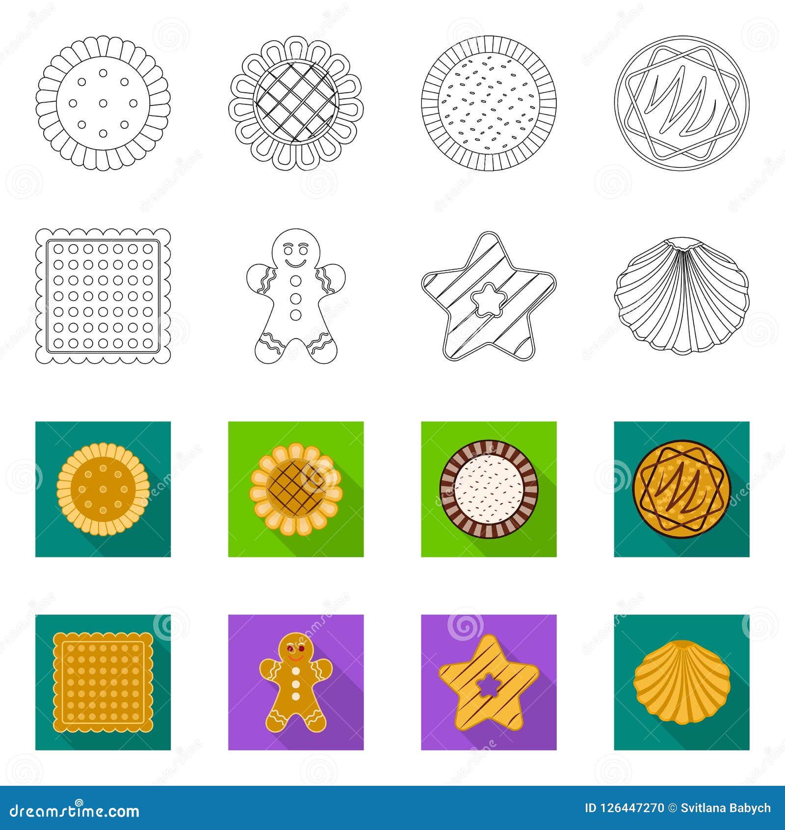 Isolated Object of Biscuit and Bake Symbol. Collection of Biscuit and ...