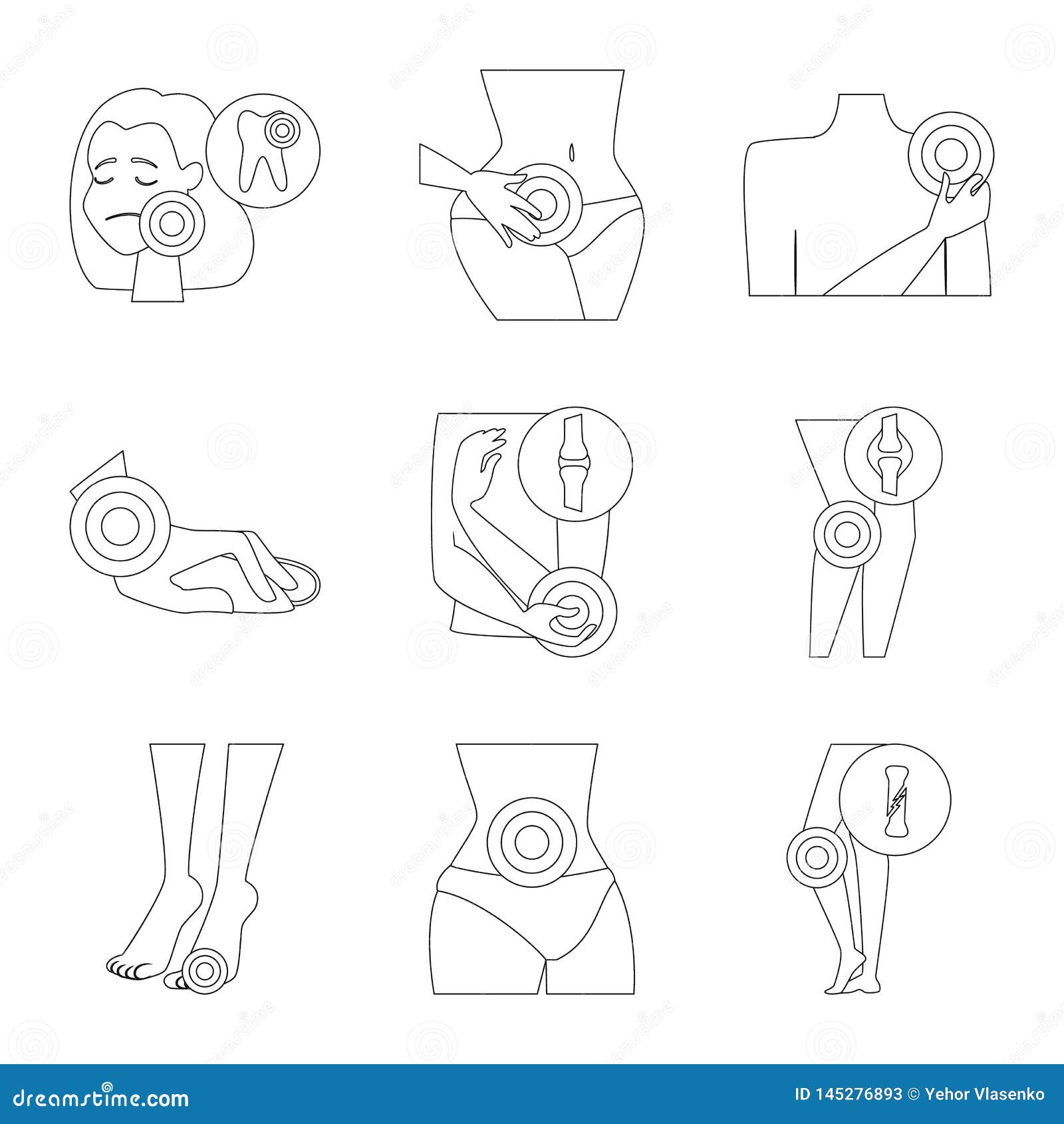 Isolated Object of Bone and Inflammation Icon. Collection of Bone and ...