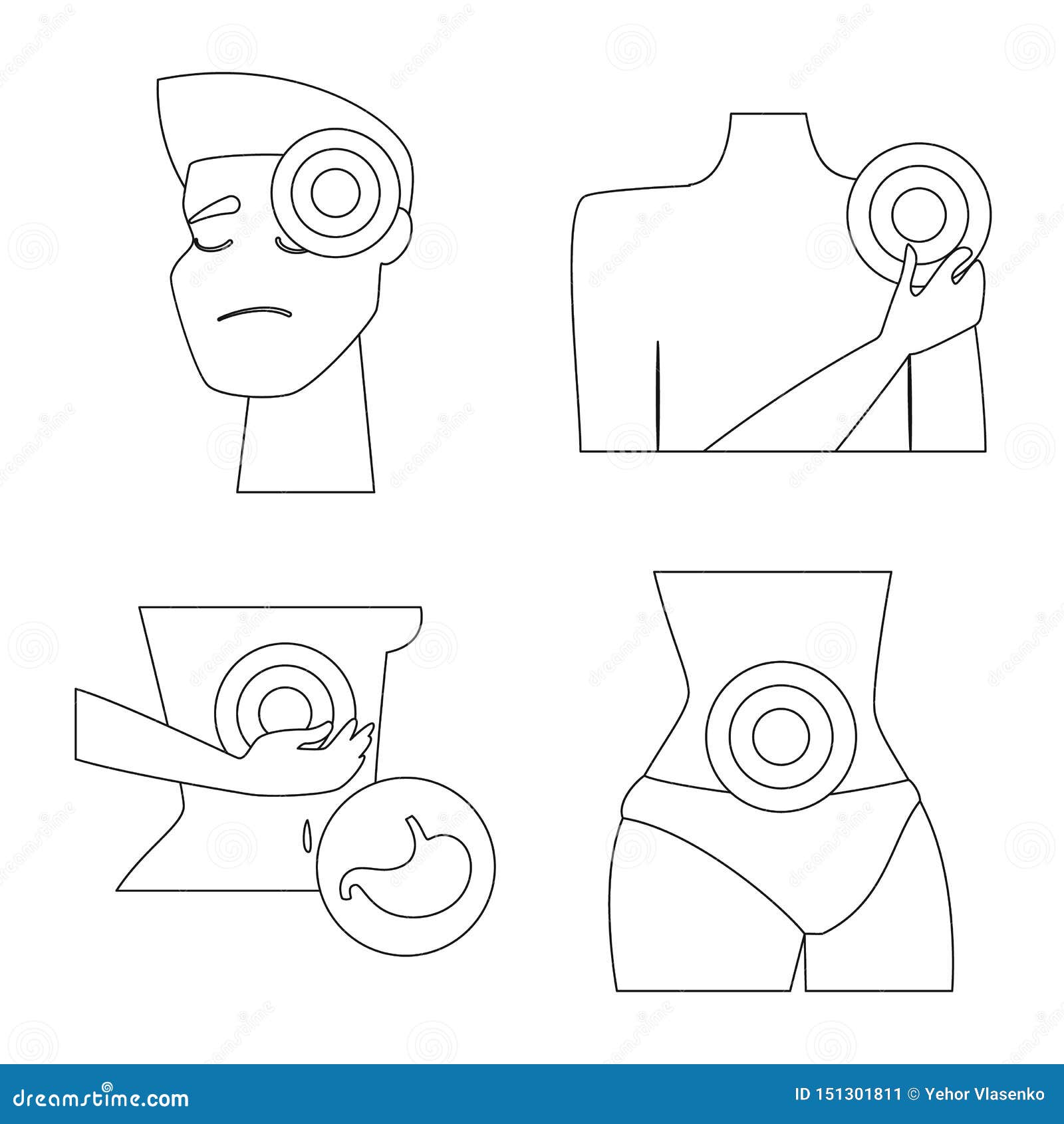 Vector Illustration of Bone and Inflammation Sign. Collection of Bone ...