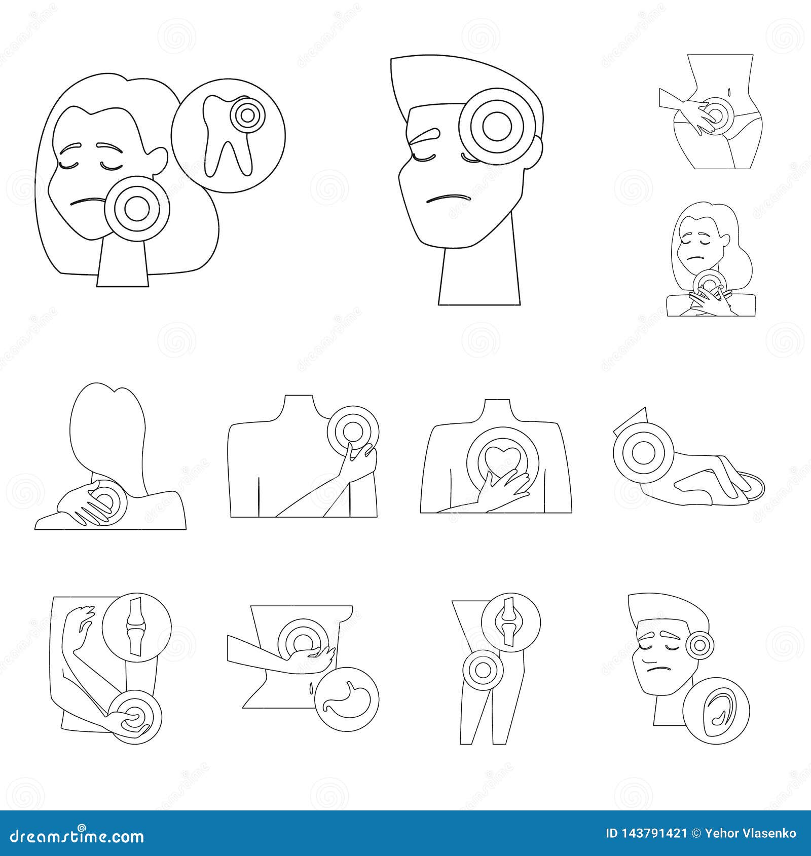 Isolated Object of Bone and Inflammation Logo. Set of Bone and Wound ...