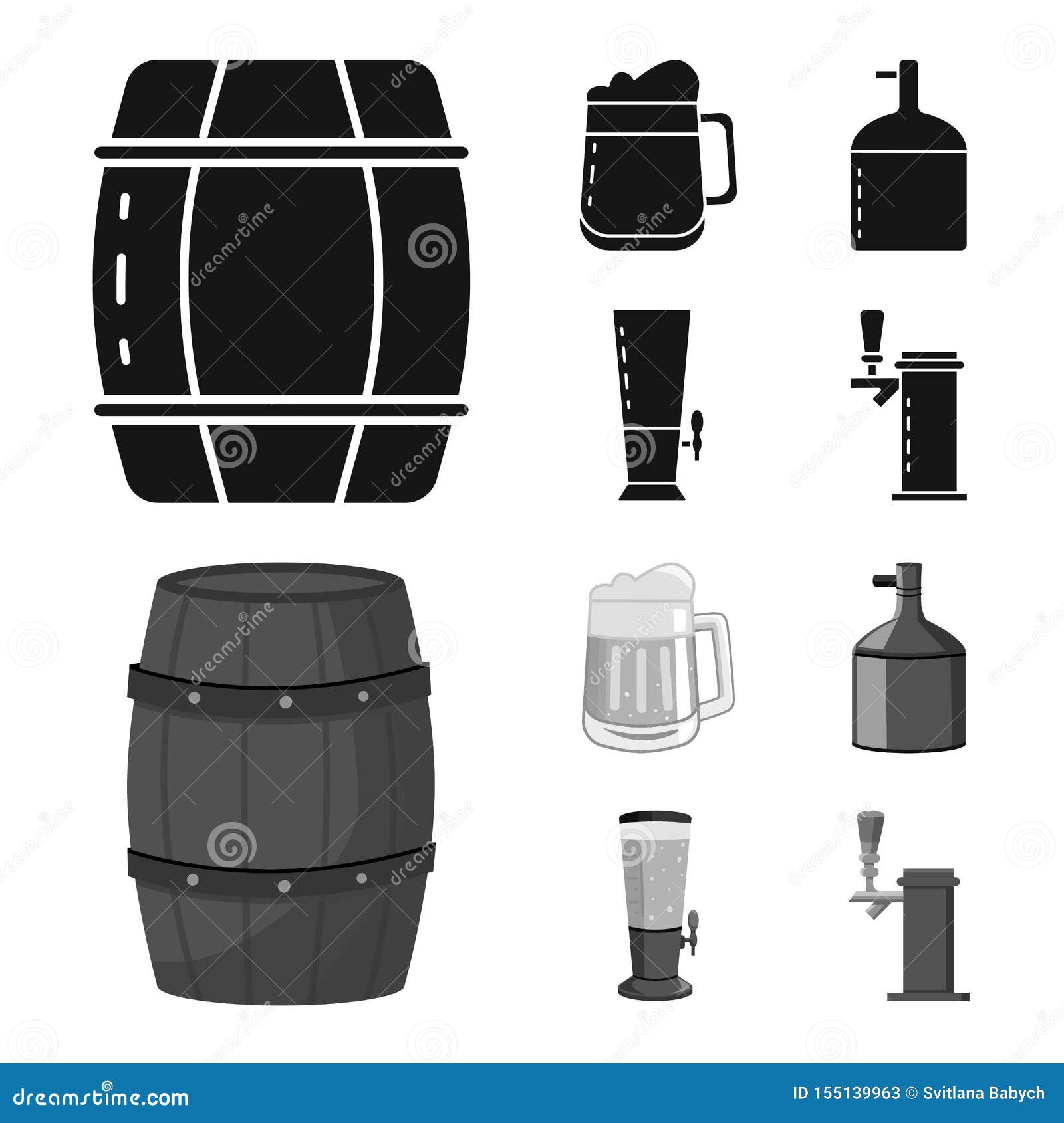 Isolated Object of Brewery and Brewing Symbol. Set of Brewery and ...