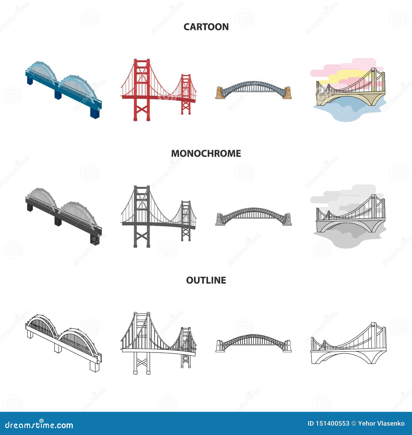 Vector Illustration of Bridge and Construction Icon. Collection of ...