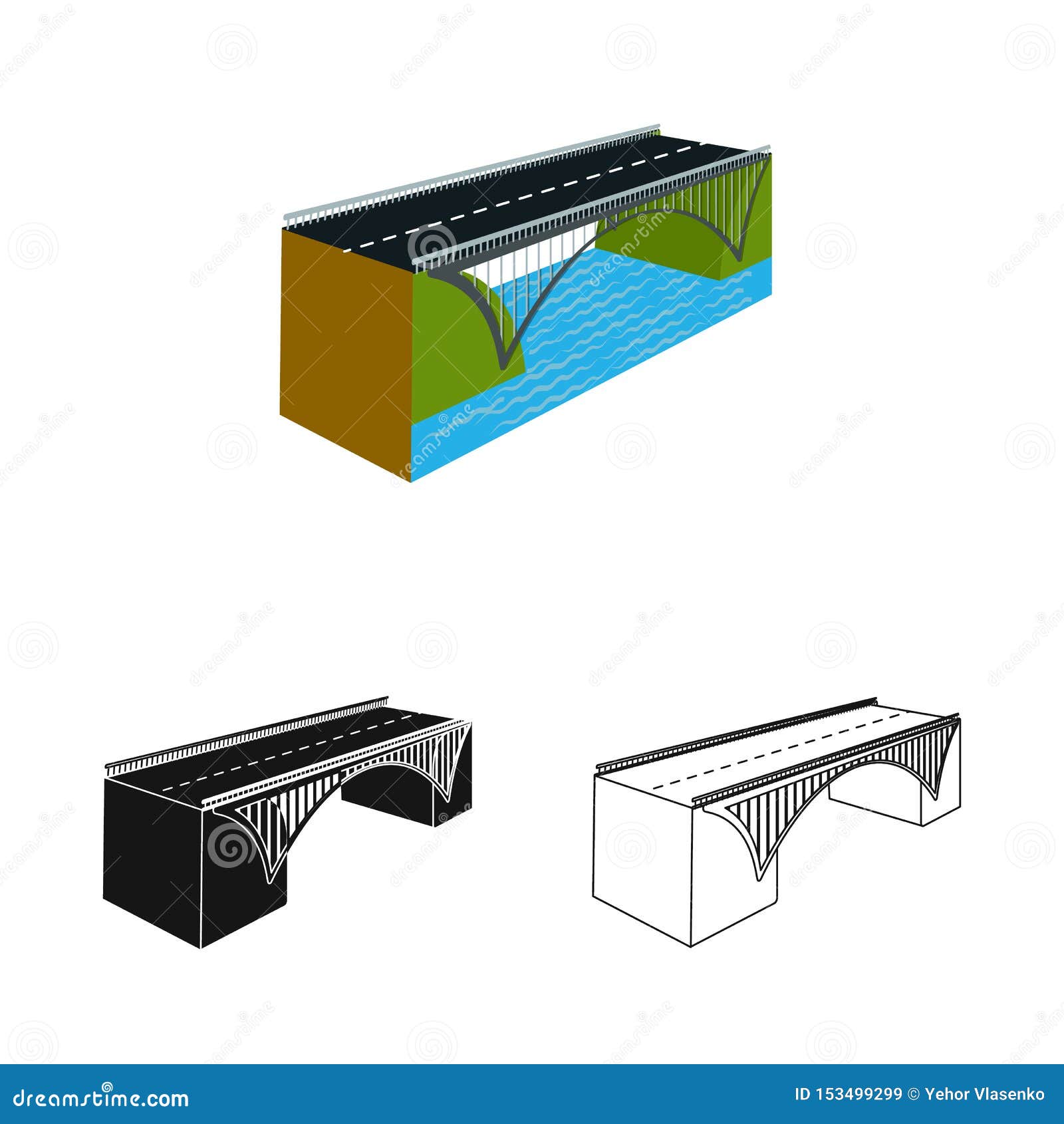 Vector Illustration of Bridge and Mounted Symbol. Collection of Bridge ...