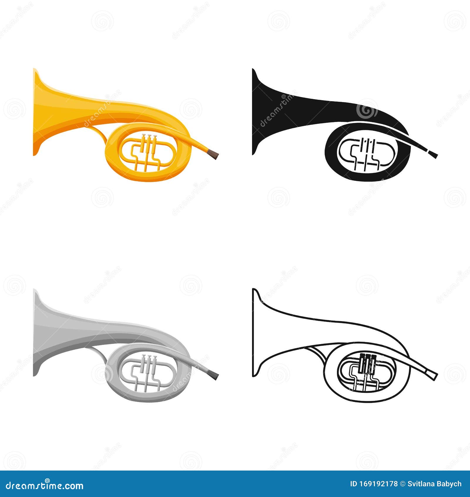 Vector Illustration of Bugle and Trumpet Sign. Web Element of Bugle and ...
