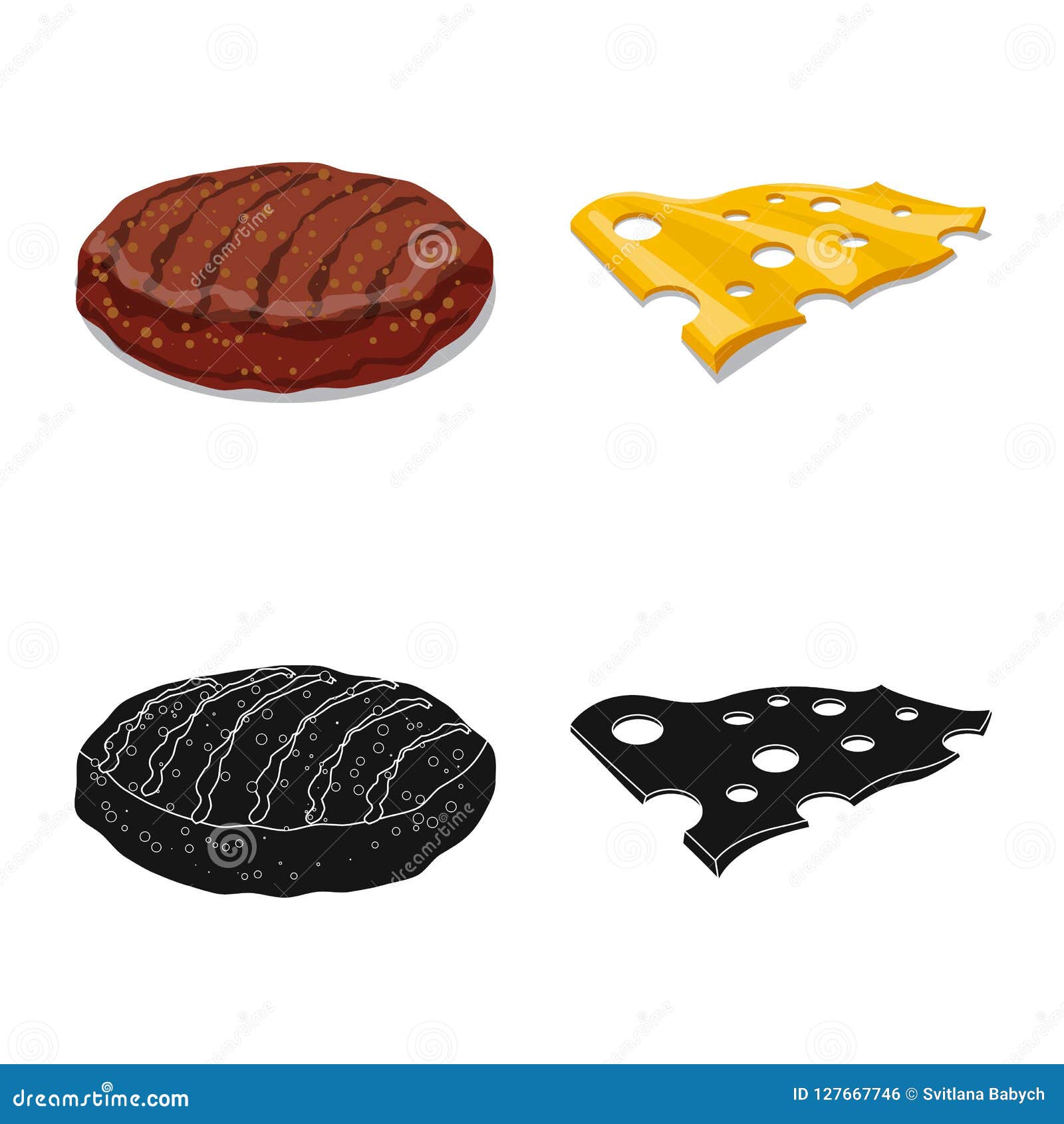 Isolated Object of Burger and Sandwich Sign. Collection of Burger and ...