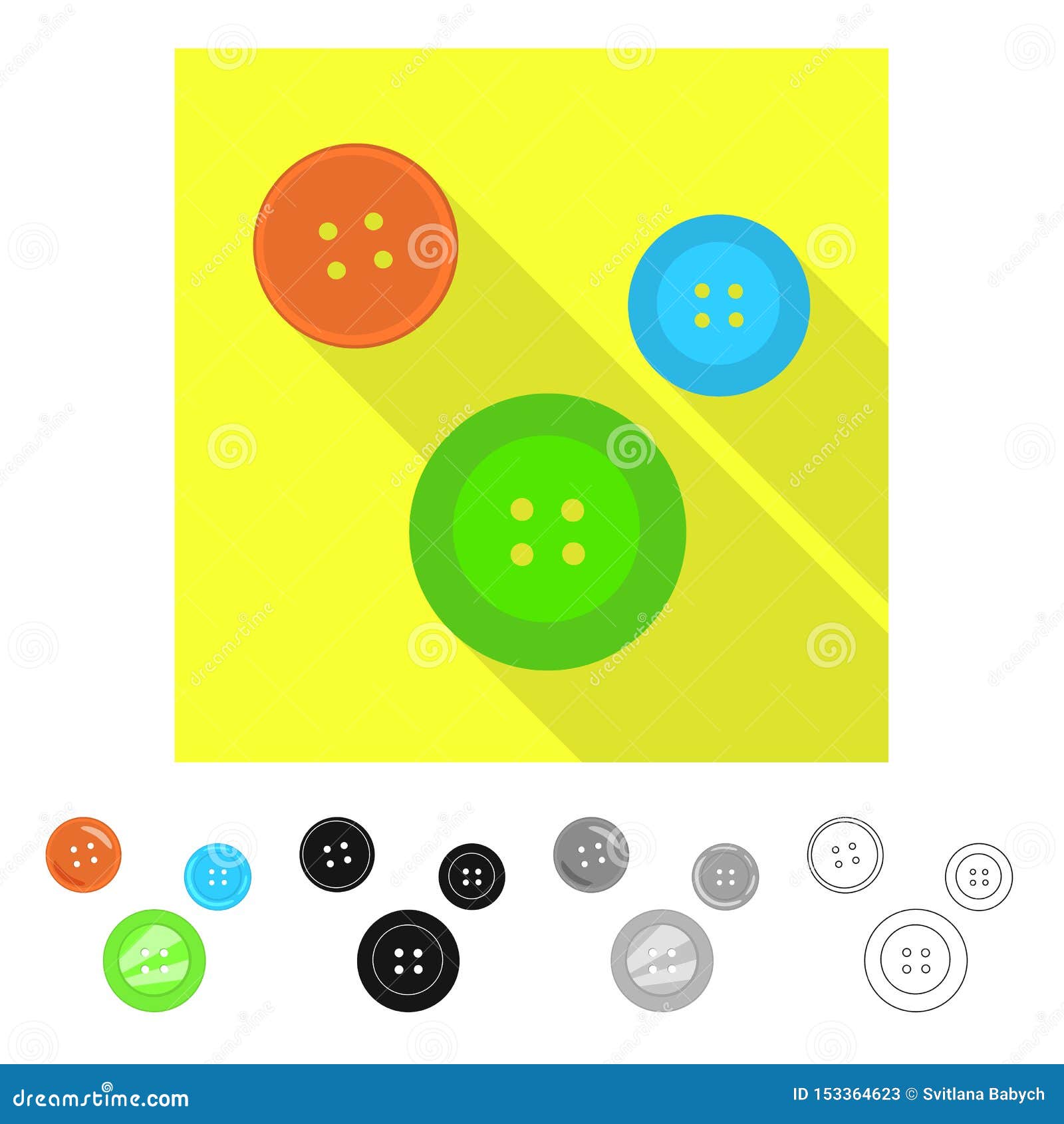 Isolated Object of Button and Thread Sign. Collection of Button and ...