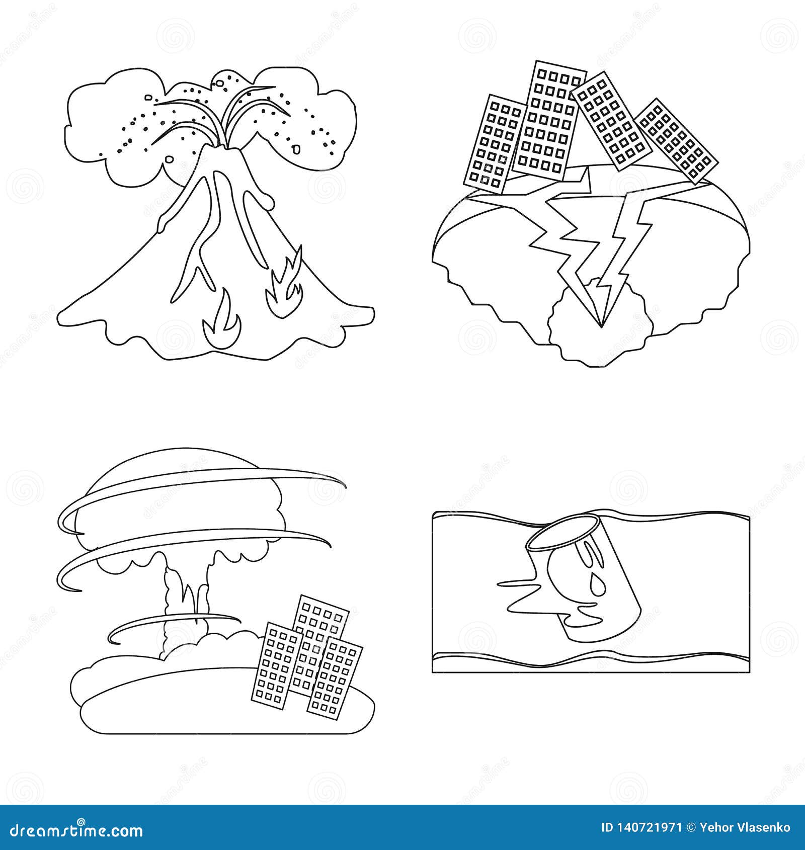 Vector Illustration of Cataclysm and Disaster Icon. Collection of ...