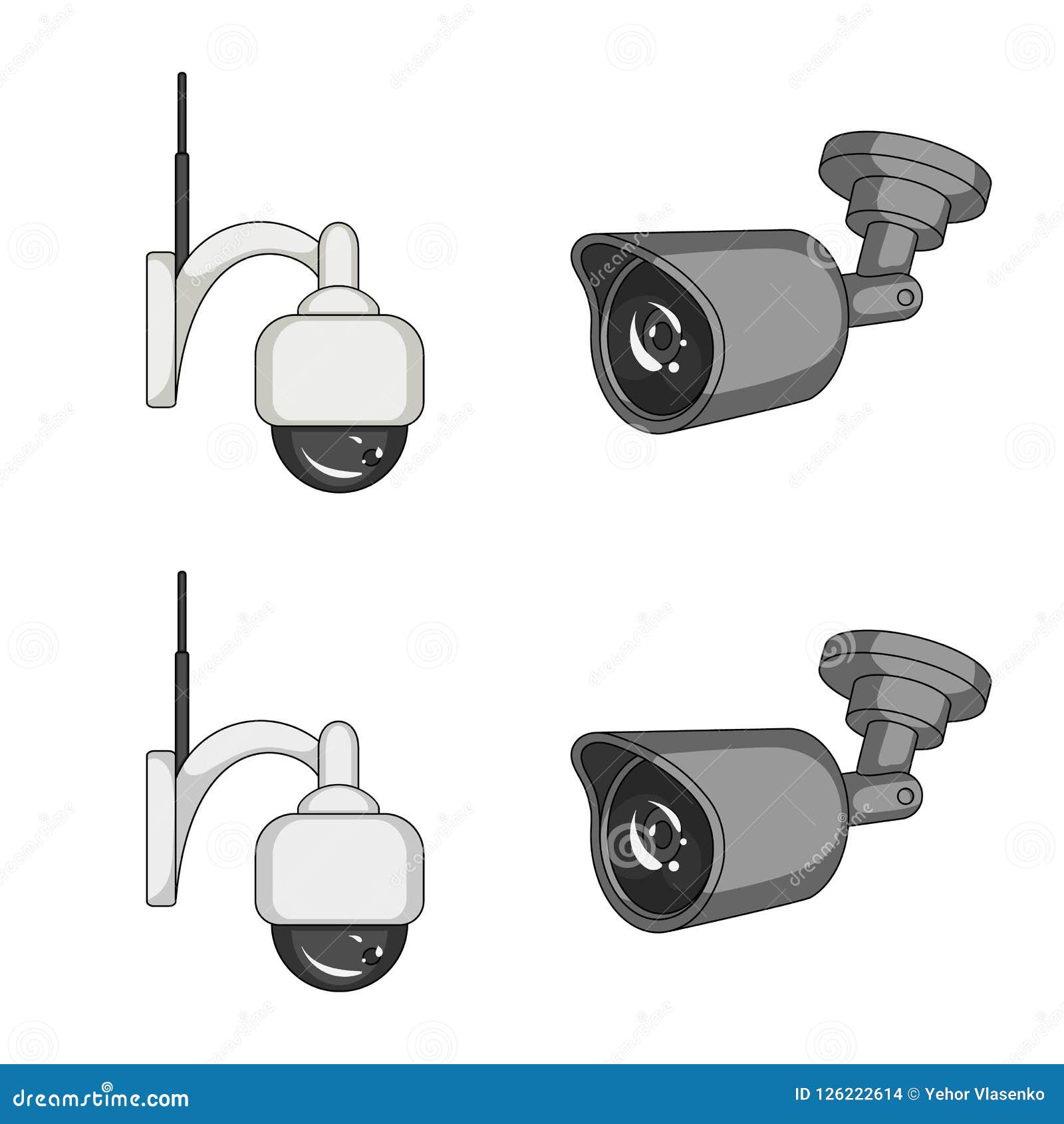 Vector Illustration of Cctv and Camera Symbol. Collection of Cctv and ...