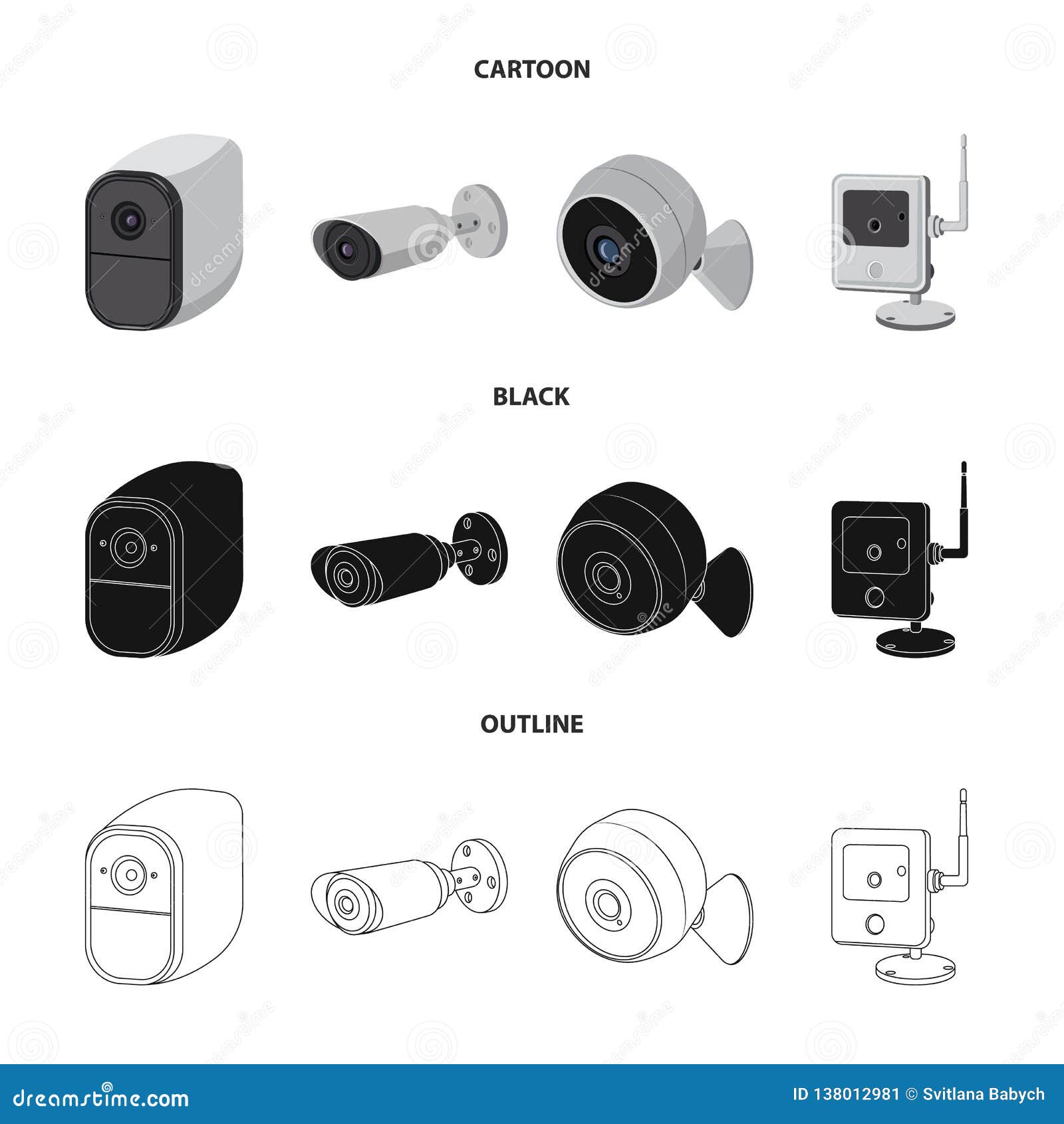Vector Illustration of Cctv and Camera Symbol. Collection of Cctv and ...