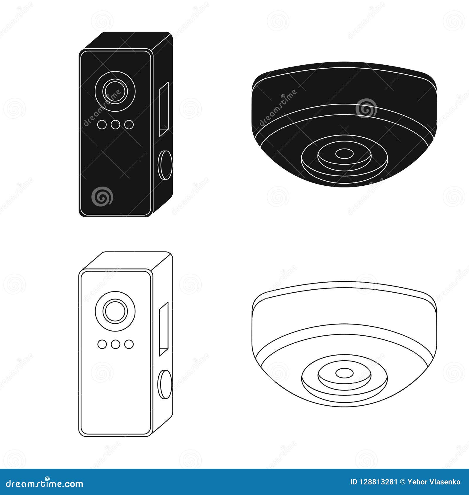 Isolated Object of Cctv and Camera Symbol. Set of Cctv and System Stock ...