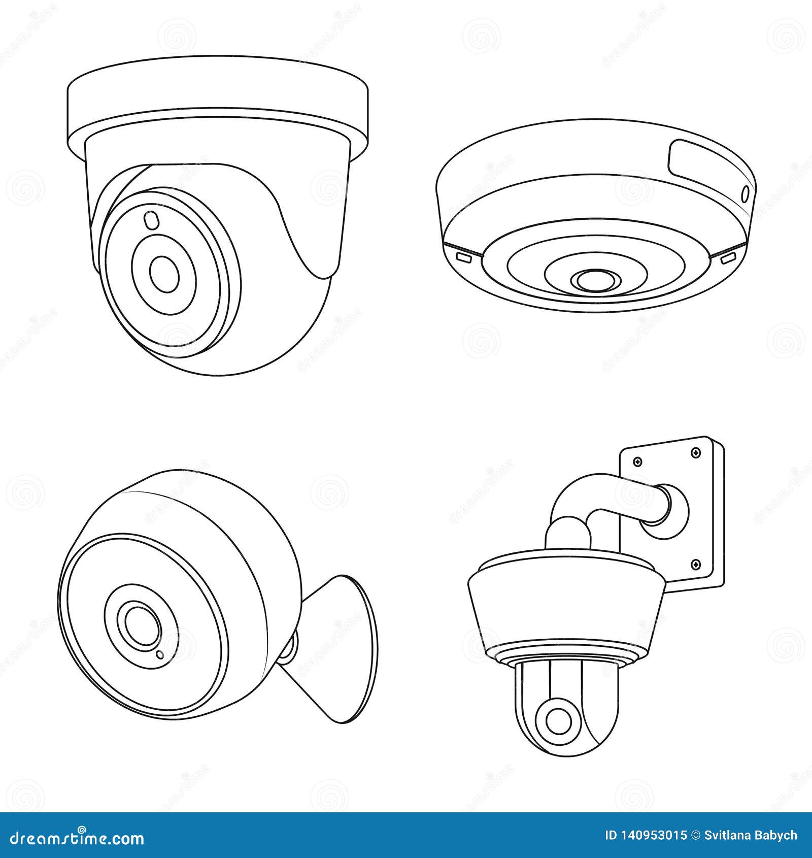 Isolated Object of Cctv and Camera Symbol. Set of Cctv and System Stock ...