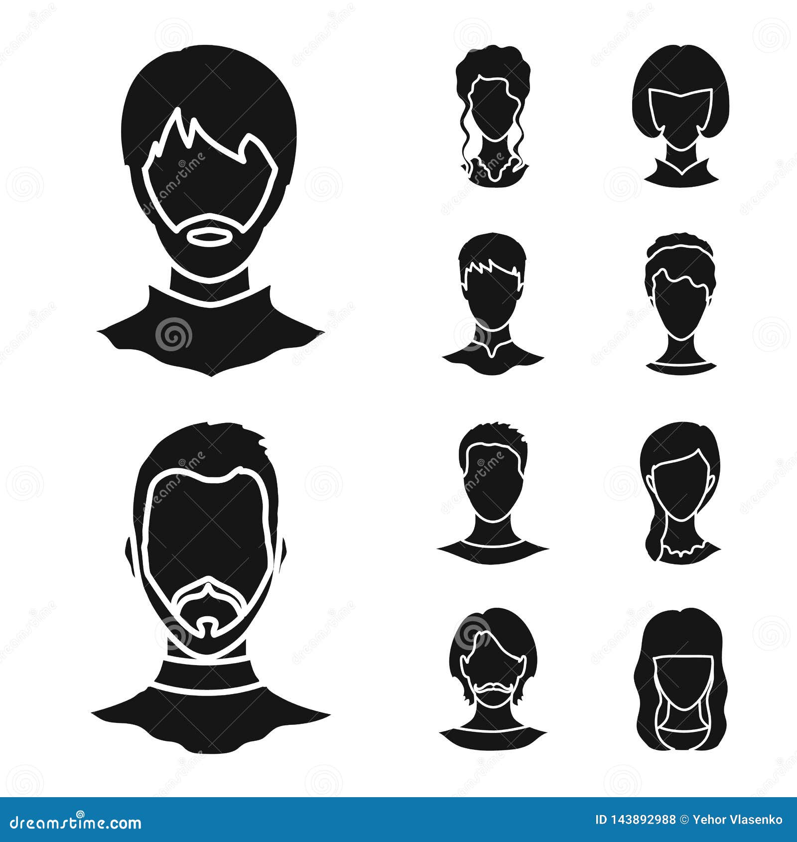 Isolated Object of Character and Profile Logo. Collection of Character ...