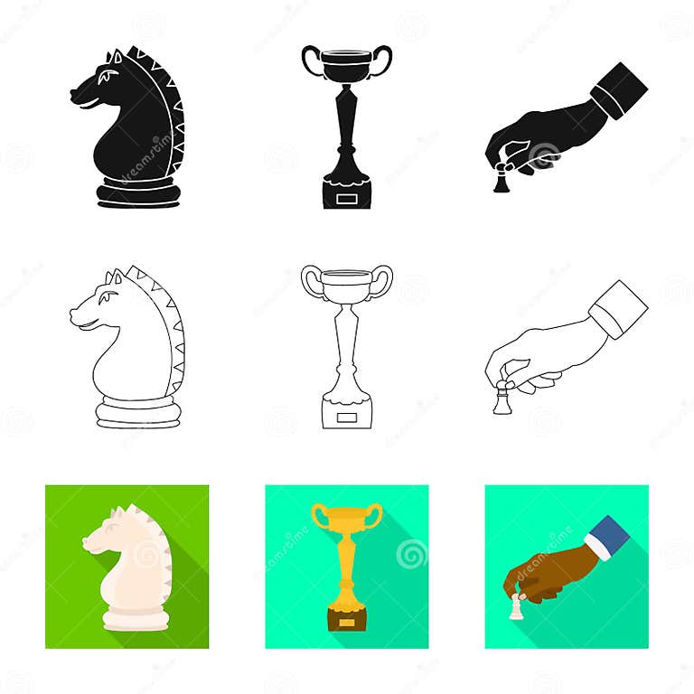 Isolated Object of Checkmate and Thin Icon. Set of Checkmate and Target ...