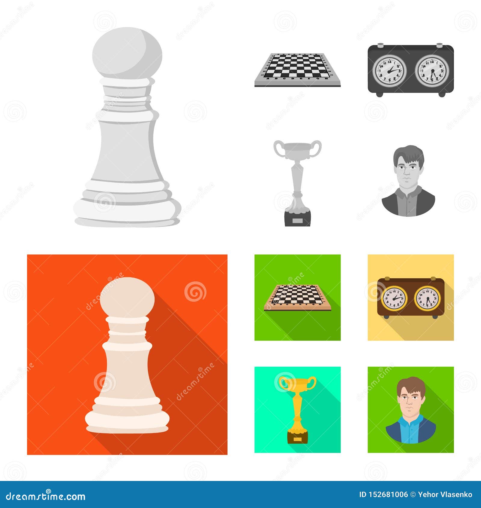 Vector Illustration of Checkmate and Thin Icon. Collection of Checkmate ...