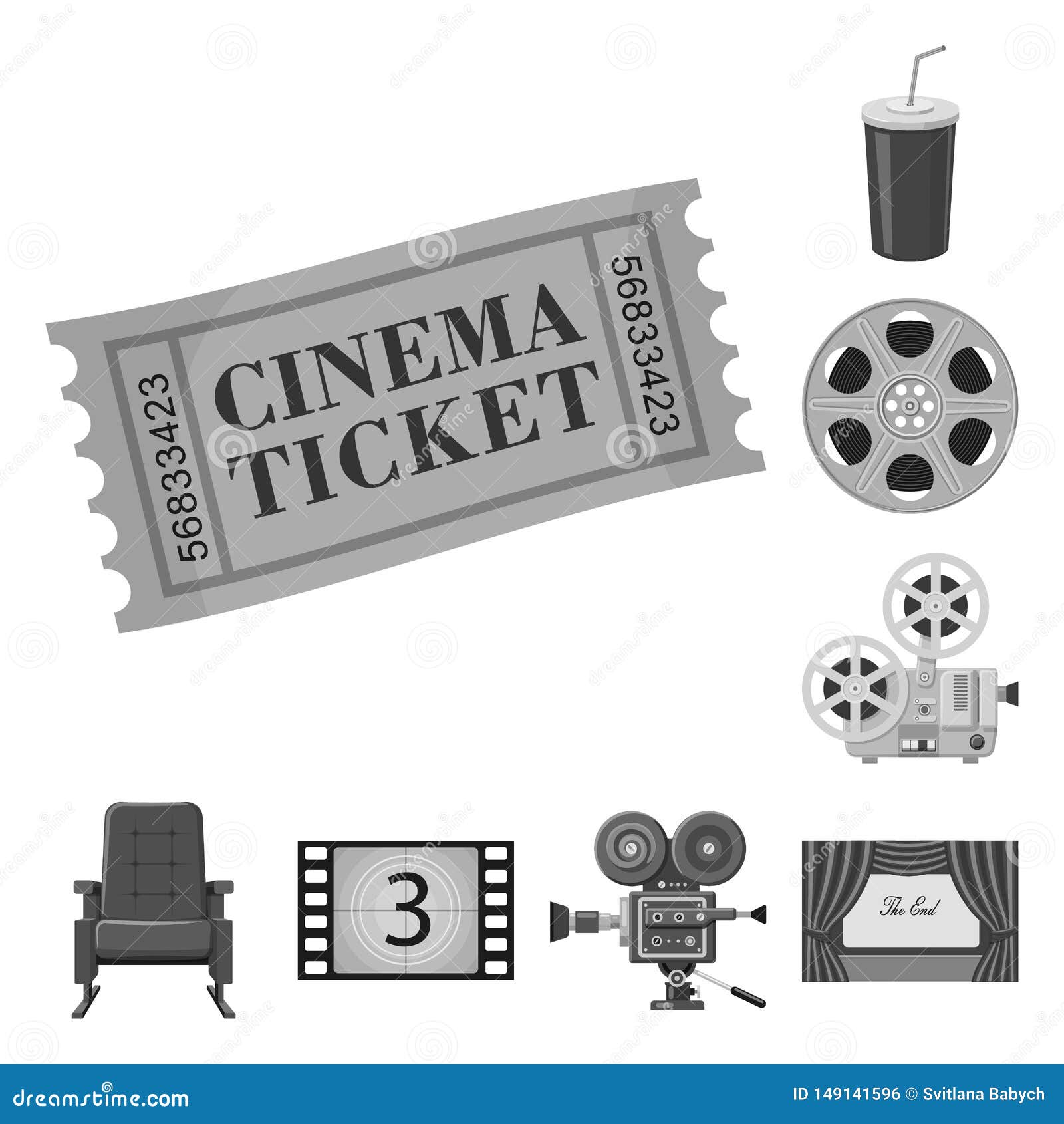 Isolated Object of Cinematography and Studio Logo. Set of ...