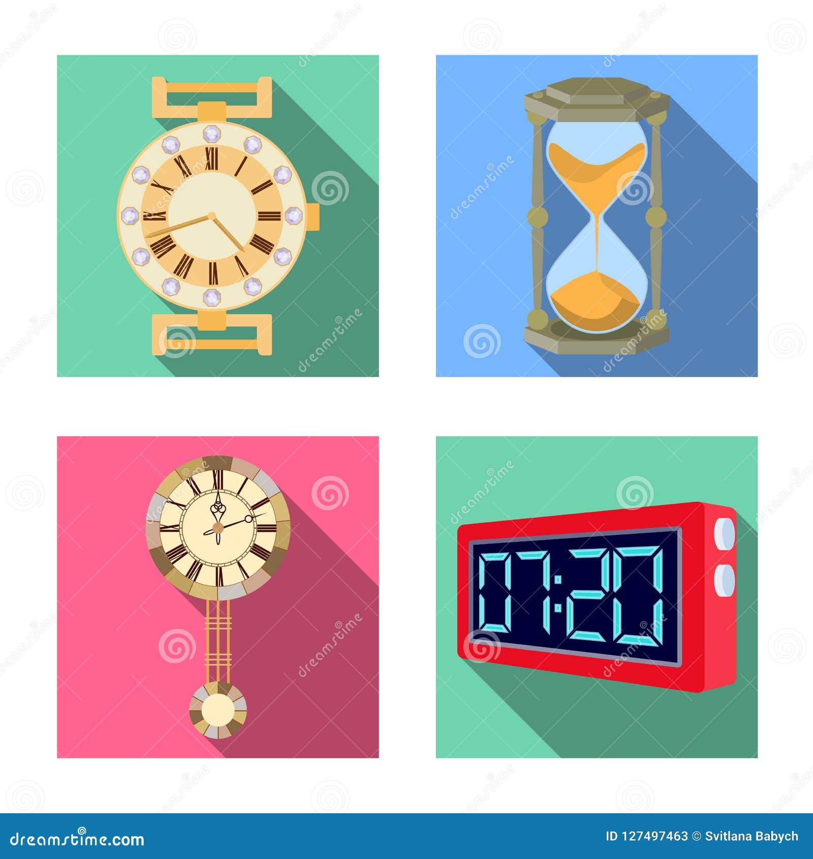 Vector Illustration of Clock and Time Symbol. Set of Clock and Circle ...