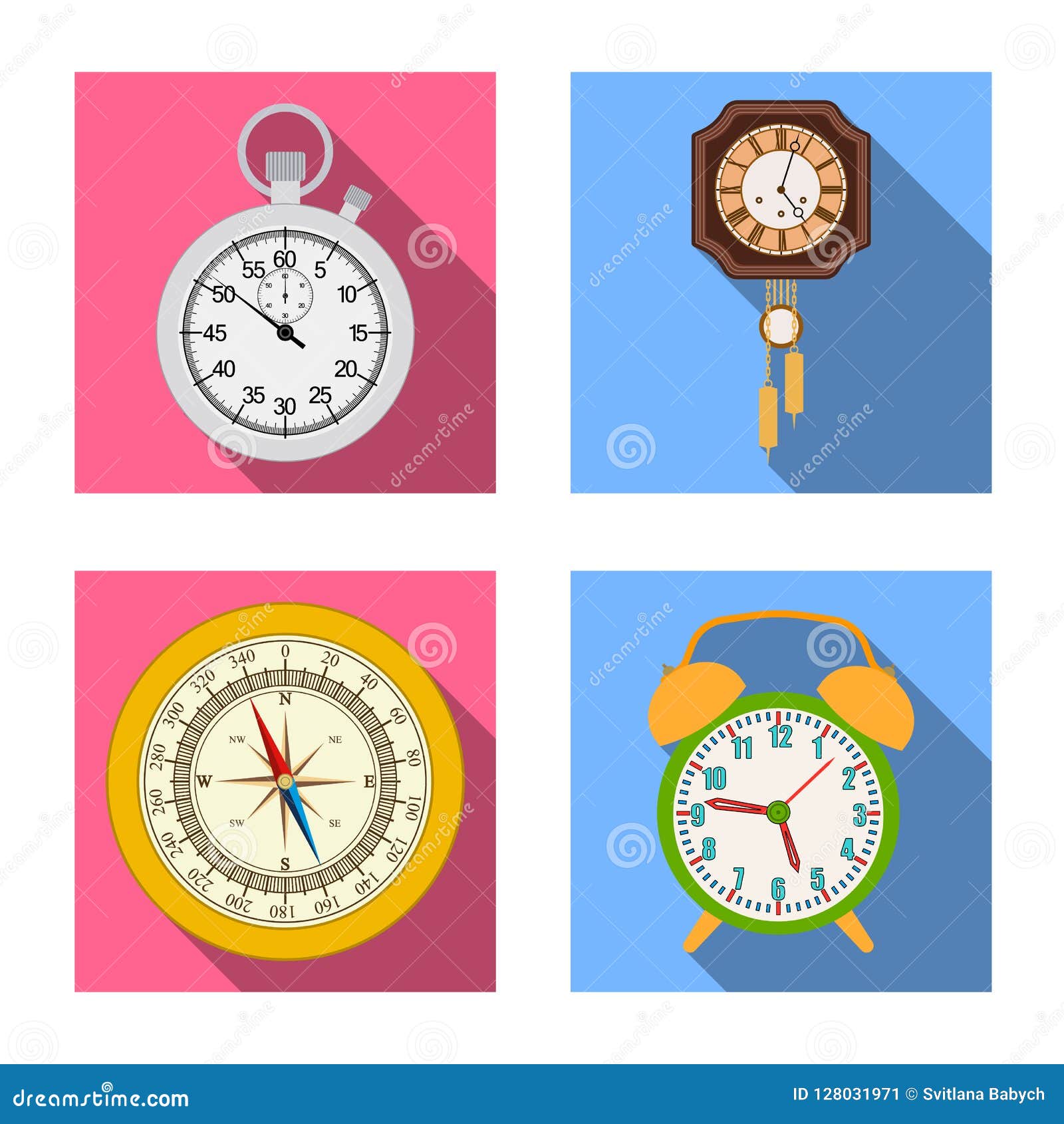 Isolated Object of Clock and Time Sign. Set of Clock and Circle Stock ...