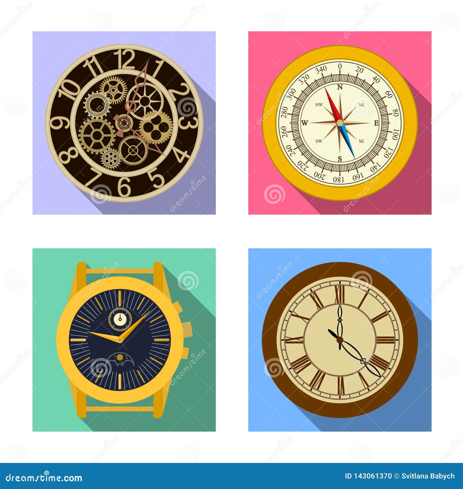 Vector Illustration of Clock and Time Symbol. Collection of Clock and ...