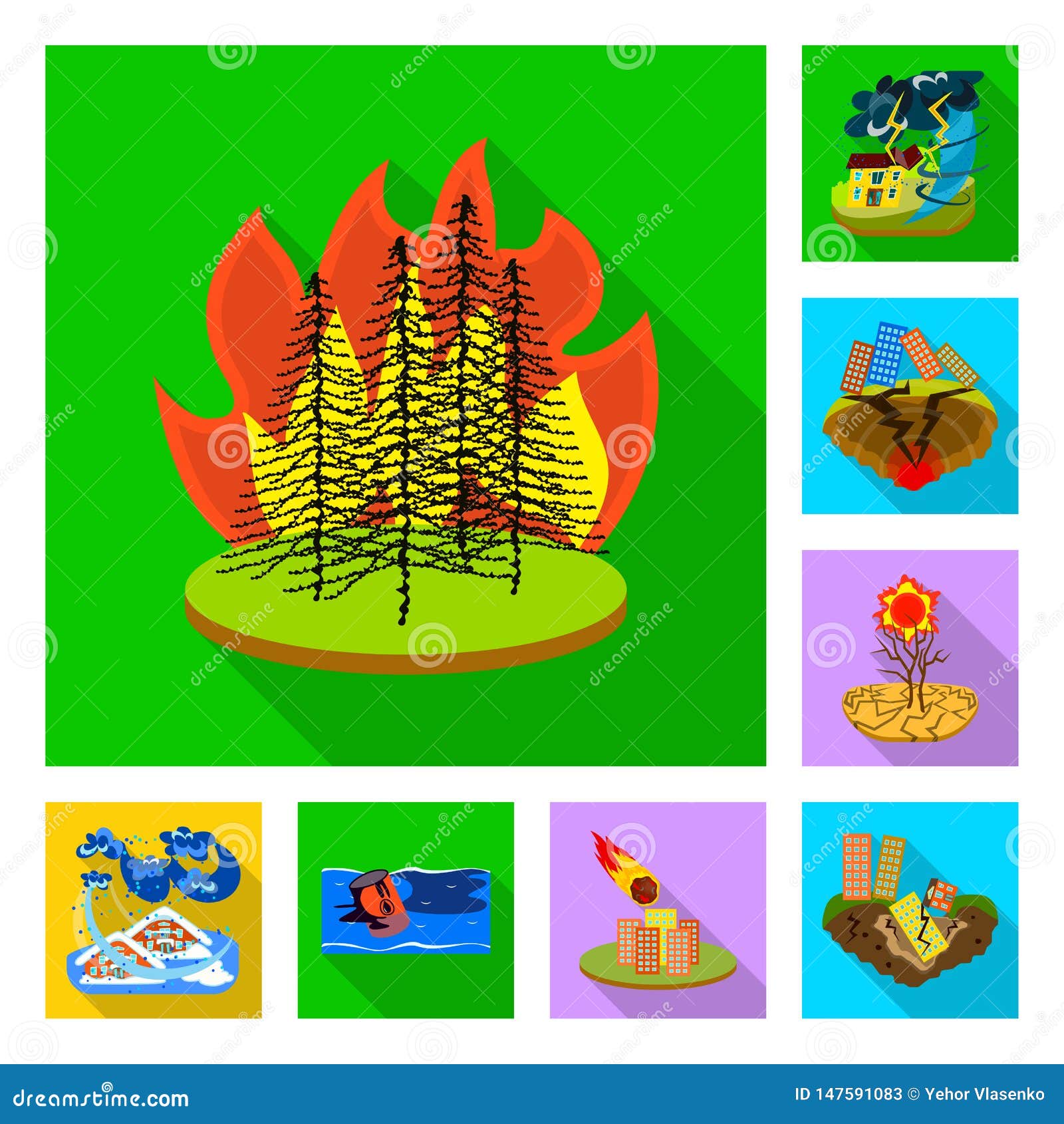 Isolated Object of Collapse and Environment Sign. Set of Collapse and ...