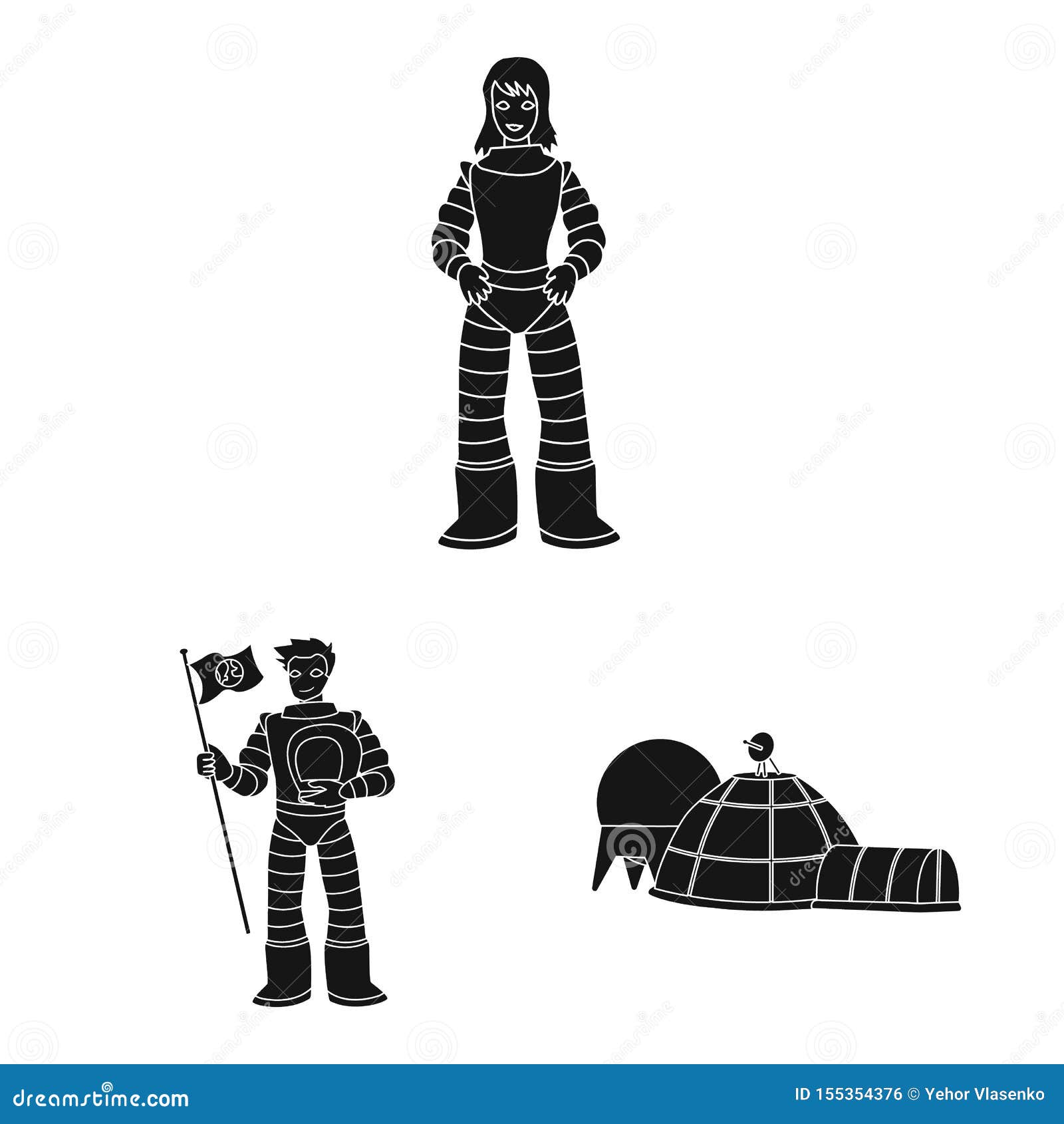 Isolated Object of Colonization and Sky Symbol. Collection of ...