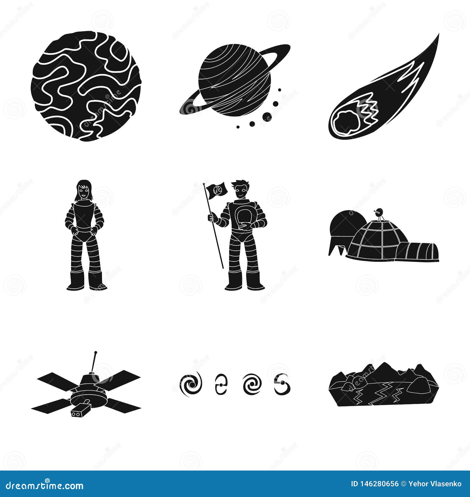 Vector Illustration of Colonization and Sky Icon. Collection of ...