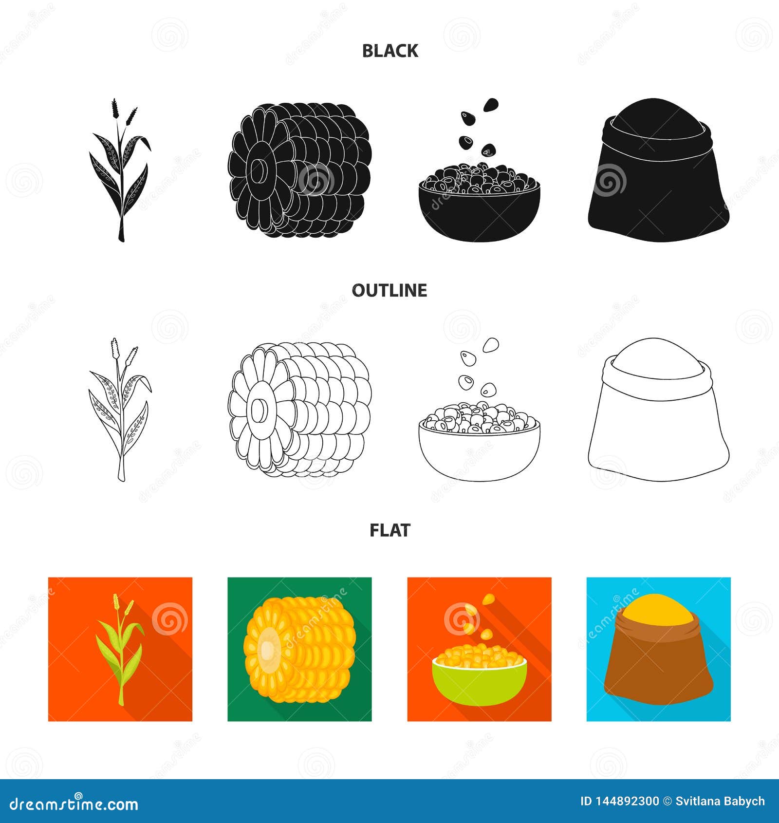 Vector Illustration of Cornfield and Vegetable Logo. Set of Cornfield ...