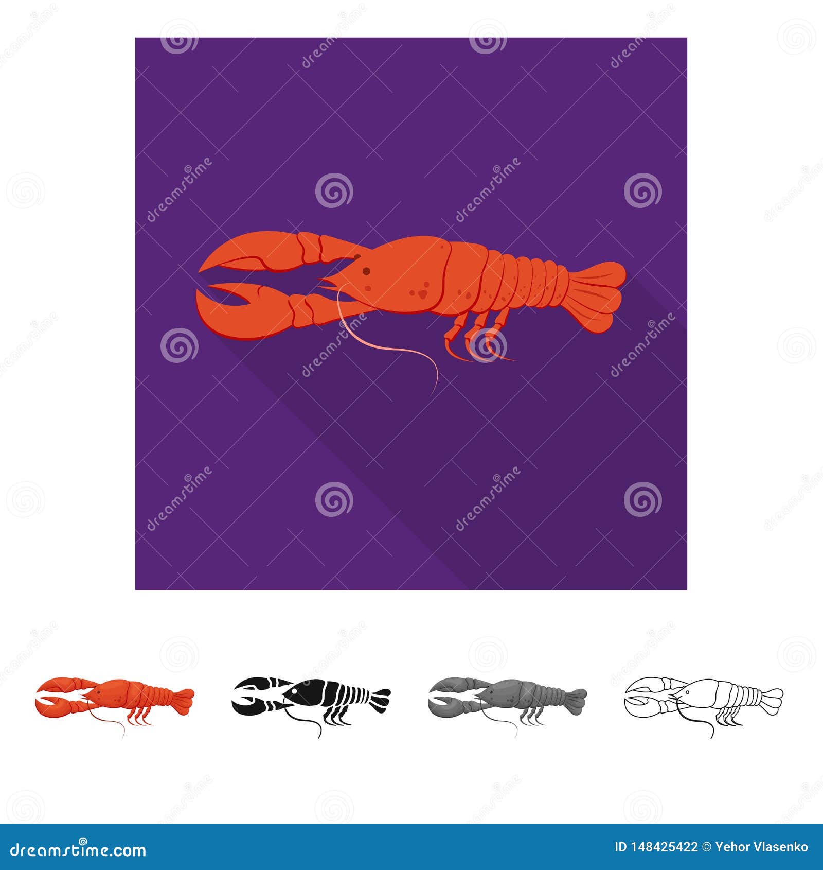 Isolated Object of Crayfish and Lobster Symbol. Collection of Crayfish ...