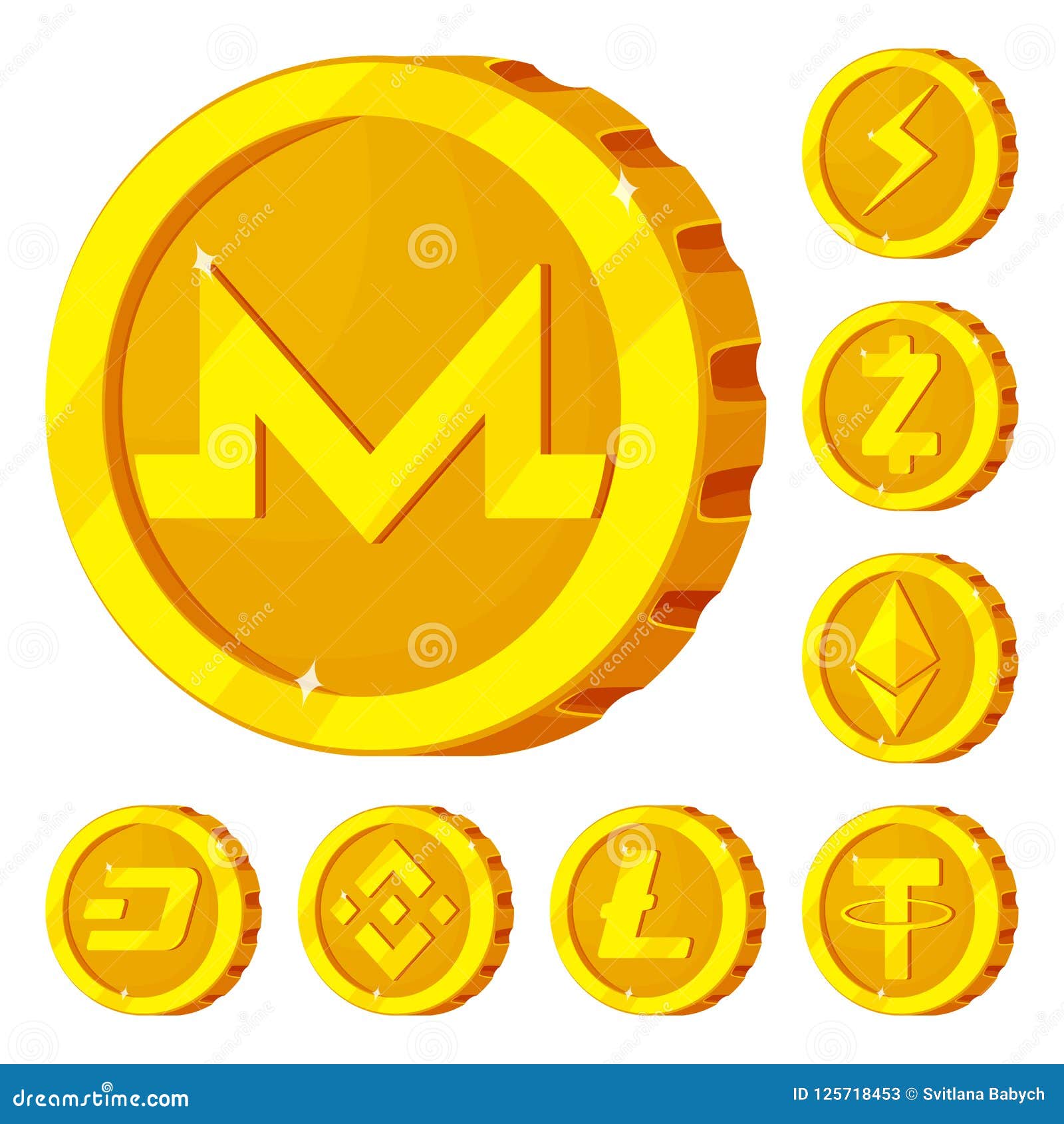 Vector Illustration of Cryptocurrency and Coin Logo. Collection of ...