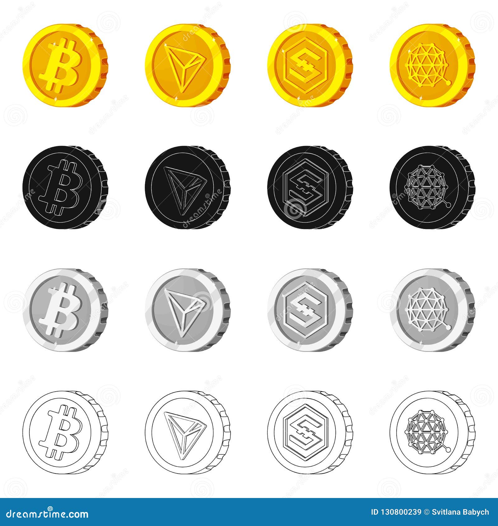Isolated Object of Cryptocurrency and Coin Logo. Set of Cryptocurrency ...