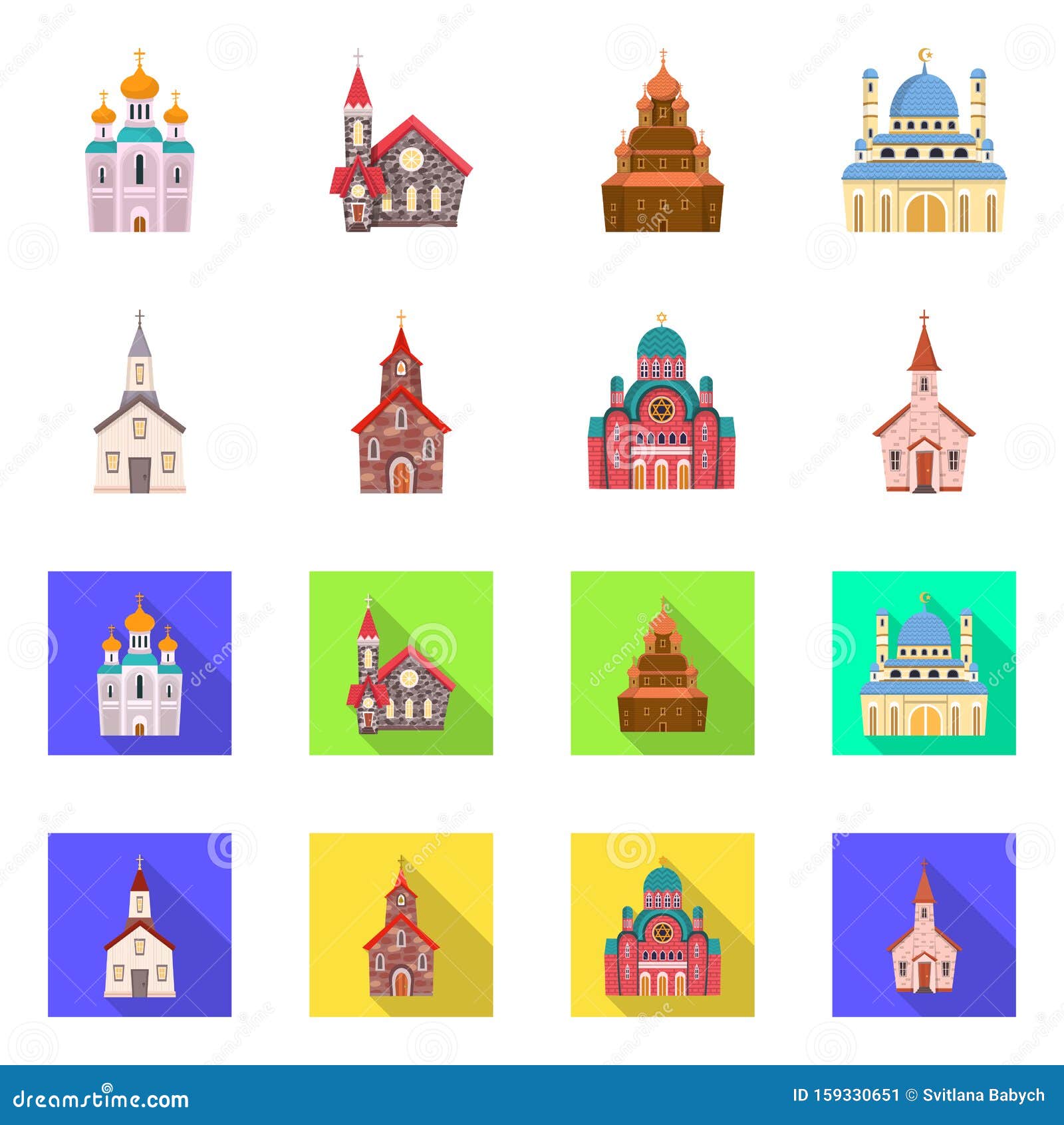 Isolated Object of Cult and Temple Icon. Collection of Cult and Parish ...