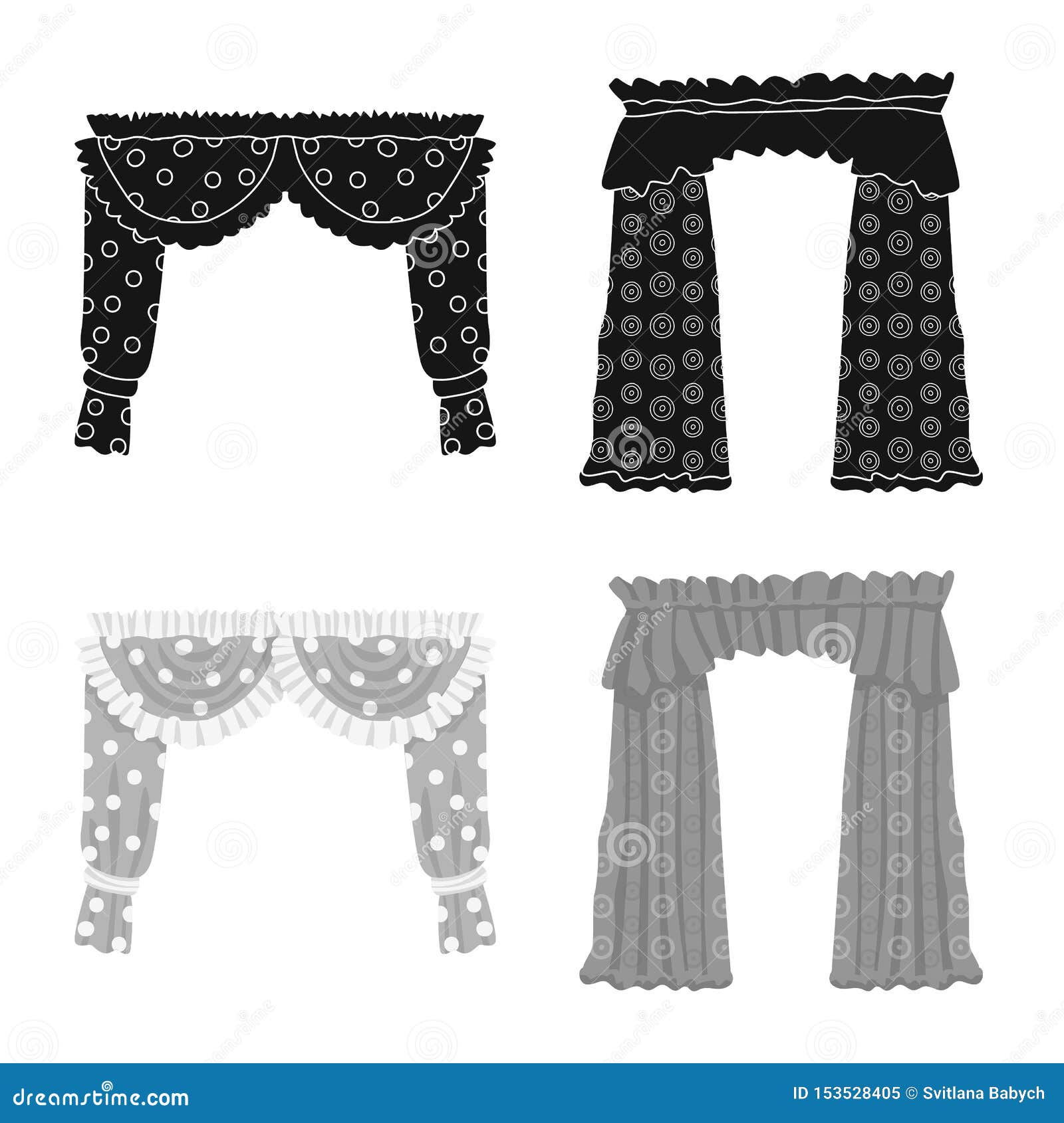 Isolated Object Of Curtains And Drapes Icon. Set Of Curtains And Blinds ...