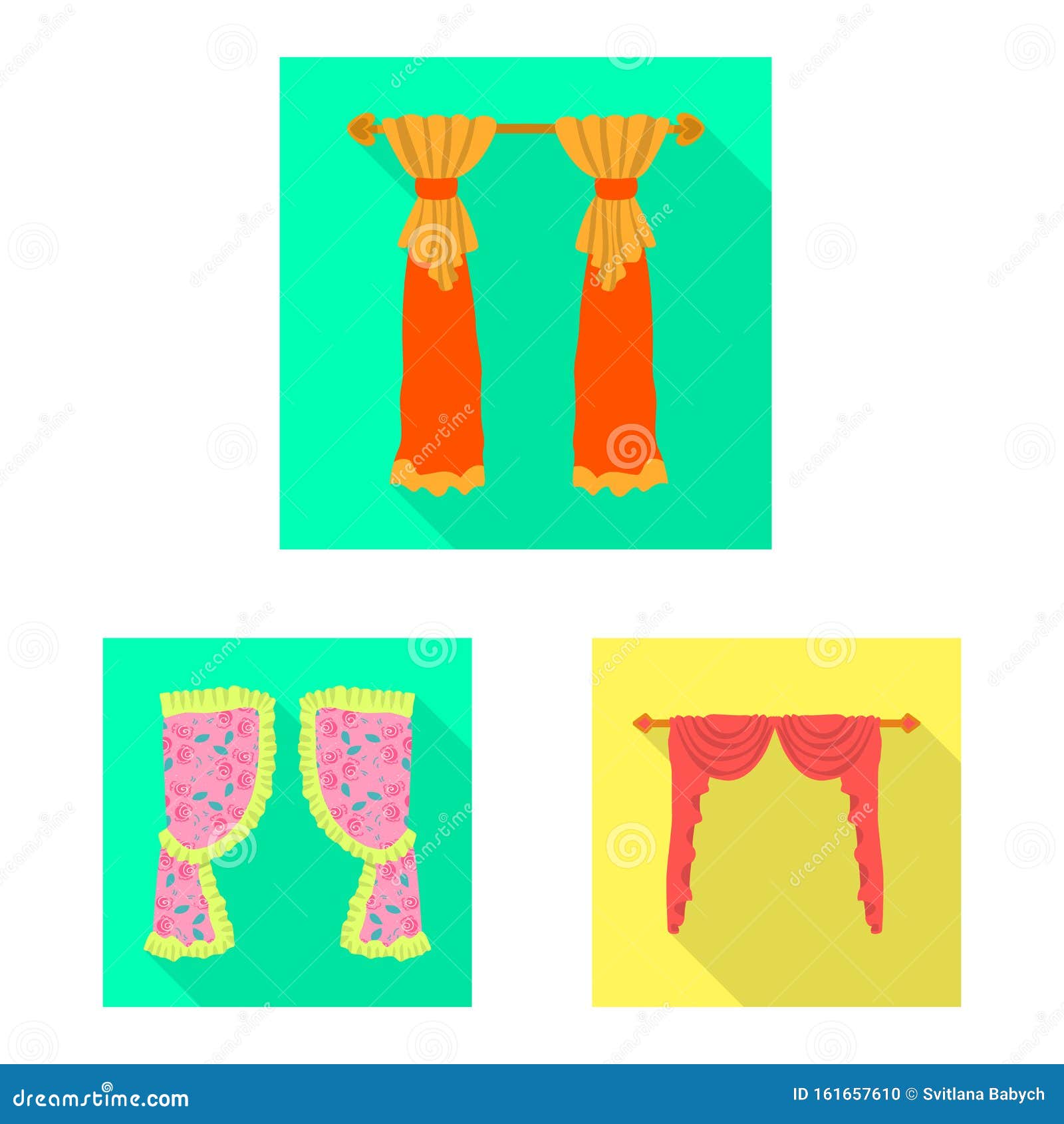 Isolated Object of Curtains and Drapes Logo. Set of Curtains and Blinds ...