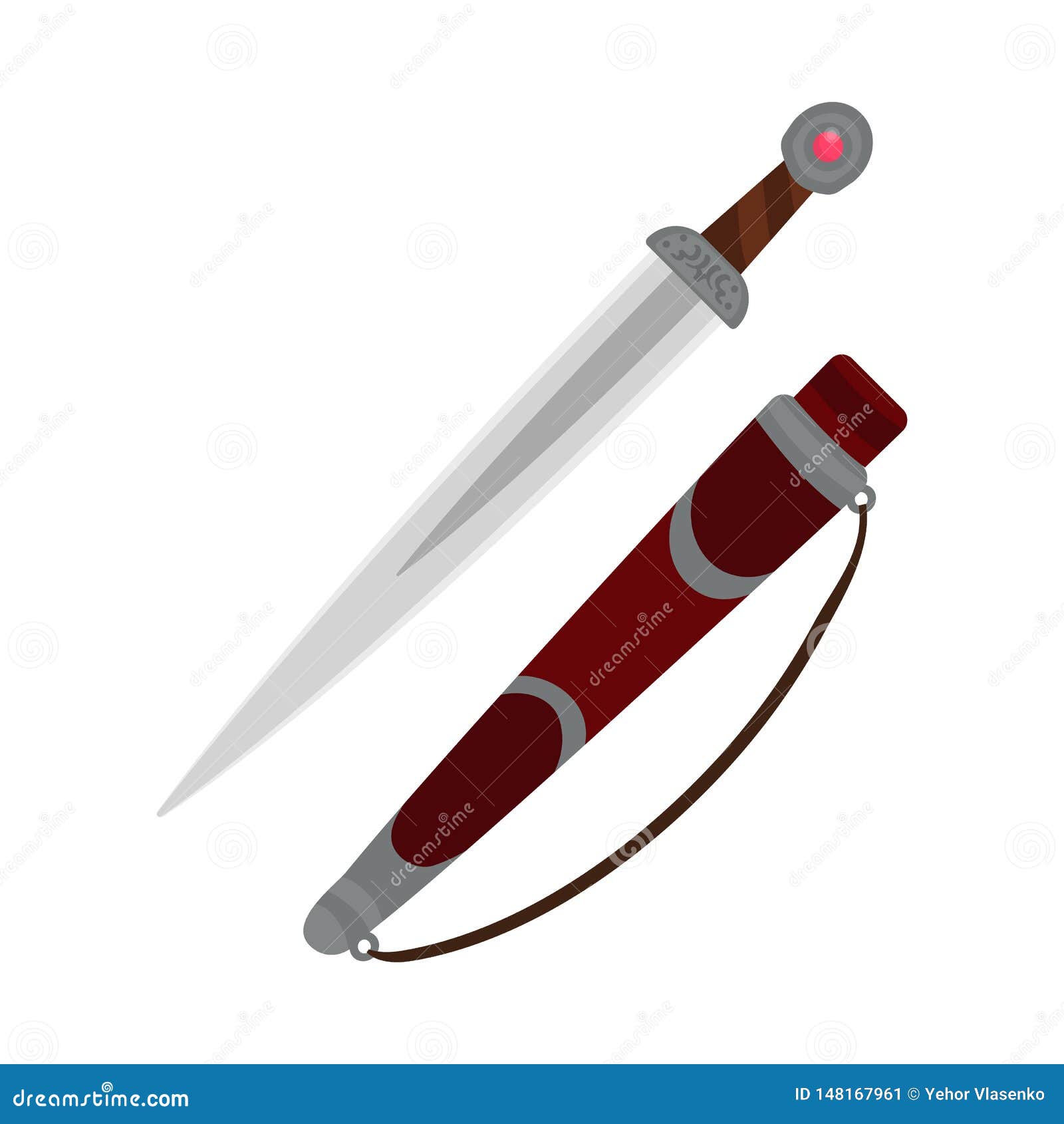 Isolated Object of Dagger and Knife Symbol. Set of Dagger and Engraving ...