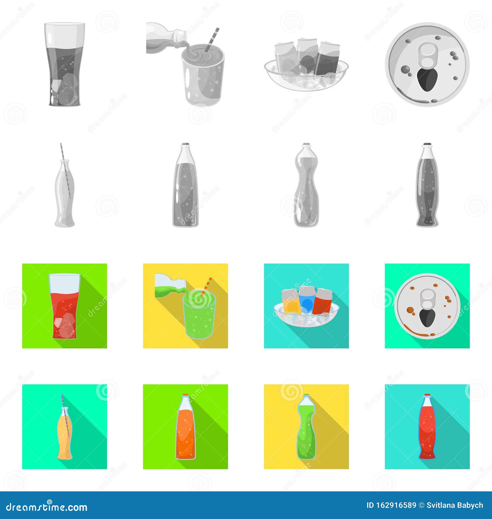 Isolated Object of Drink and Beverage Icon. Collection of Drink and ...