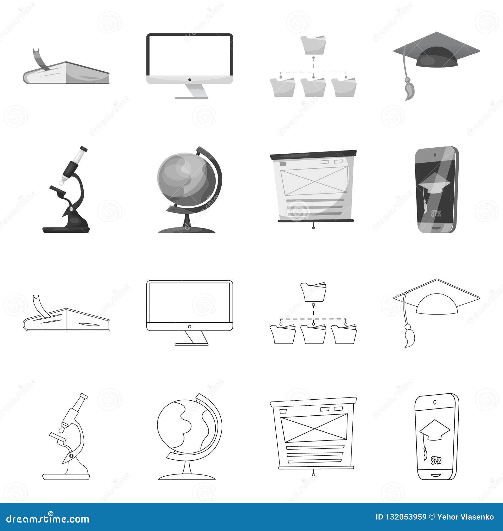 Isolated Object of Education and Learning Symbol. Collection of ...