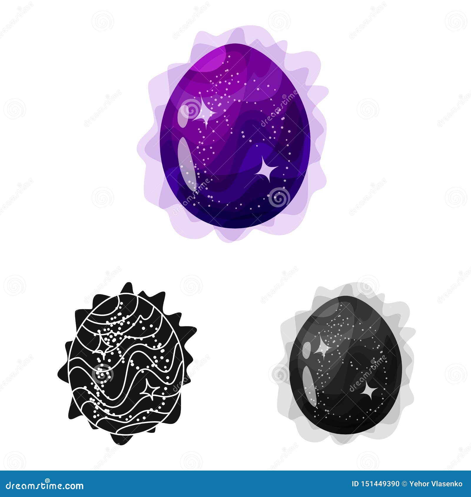 Vector Illustration of Egg and Dragon Icon. Set of Egg and Universe ...