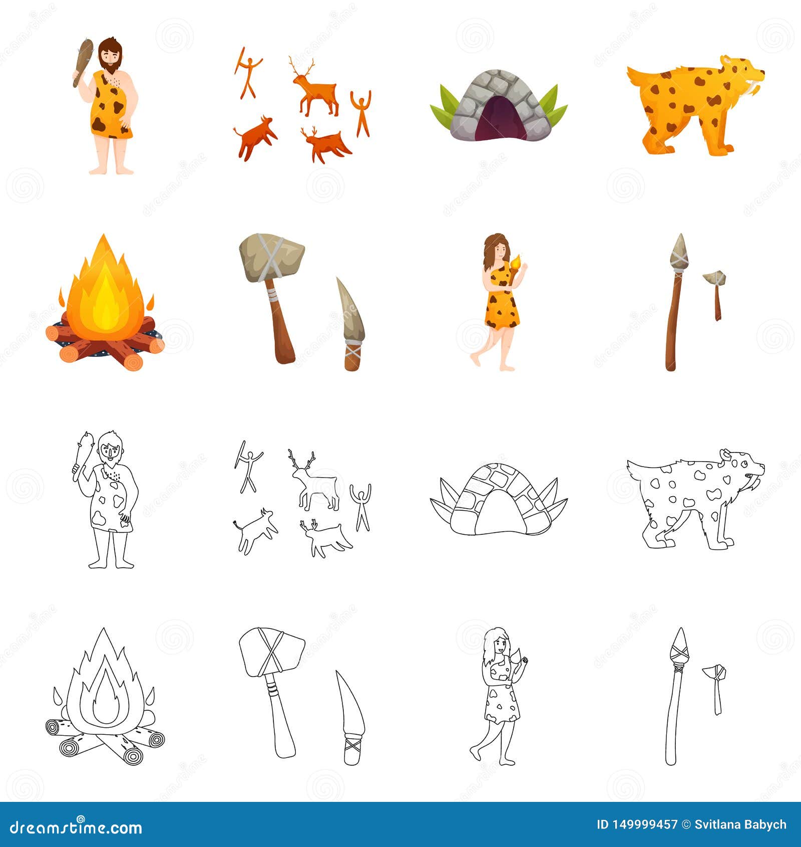 Isolated Object of Evolution and Neolithic Icon. Set of Evolution and ...