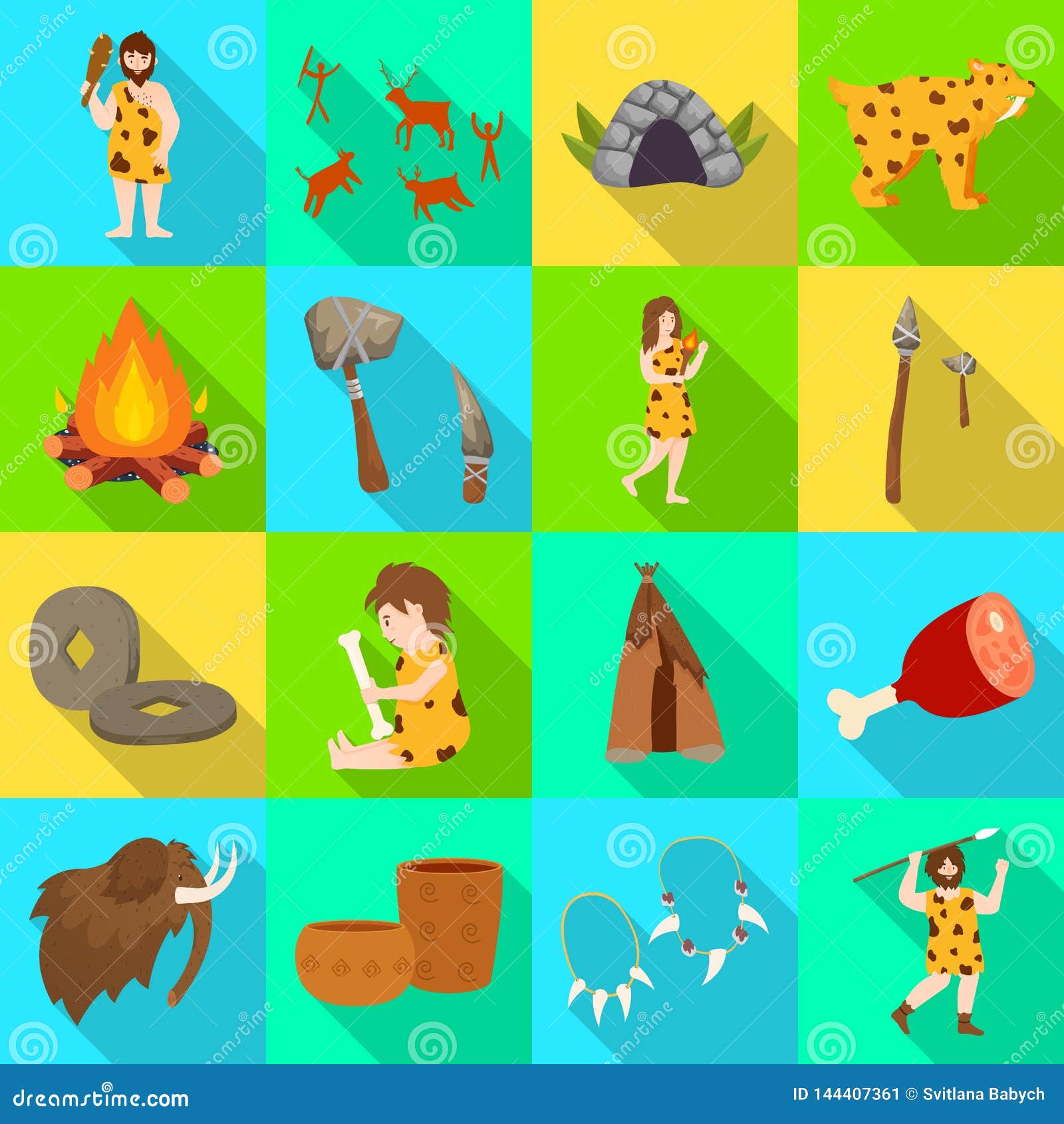 Isolated Object of Evolution and Neolithic Symbol. Collection of ...