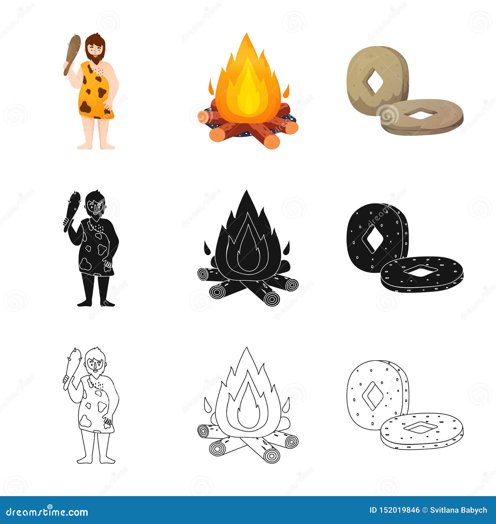 Vector Illustration of Evolution and Neolithic Icon. Collection of ...