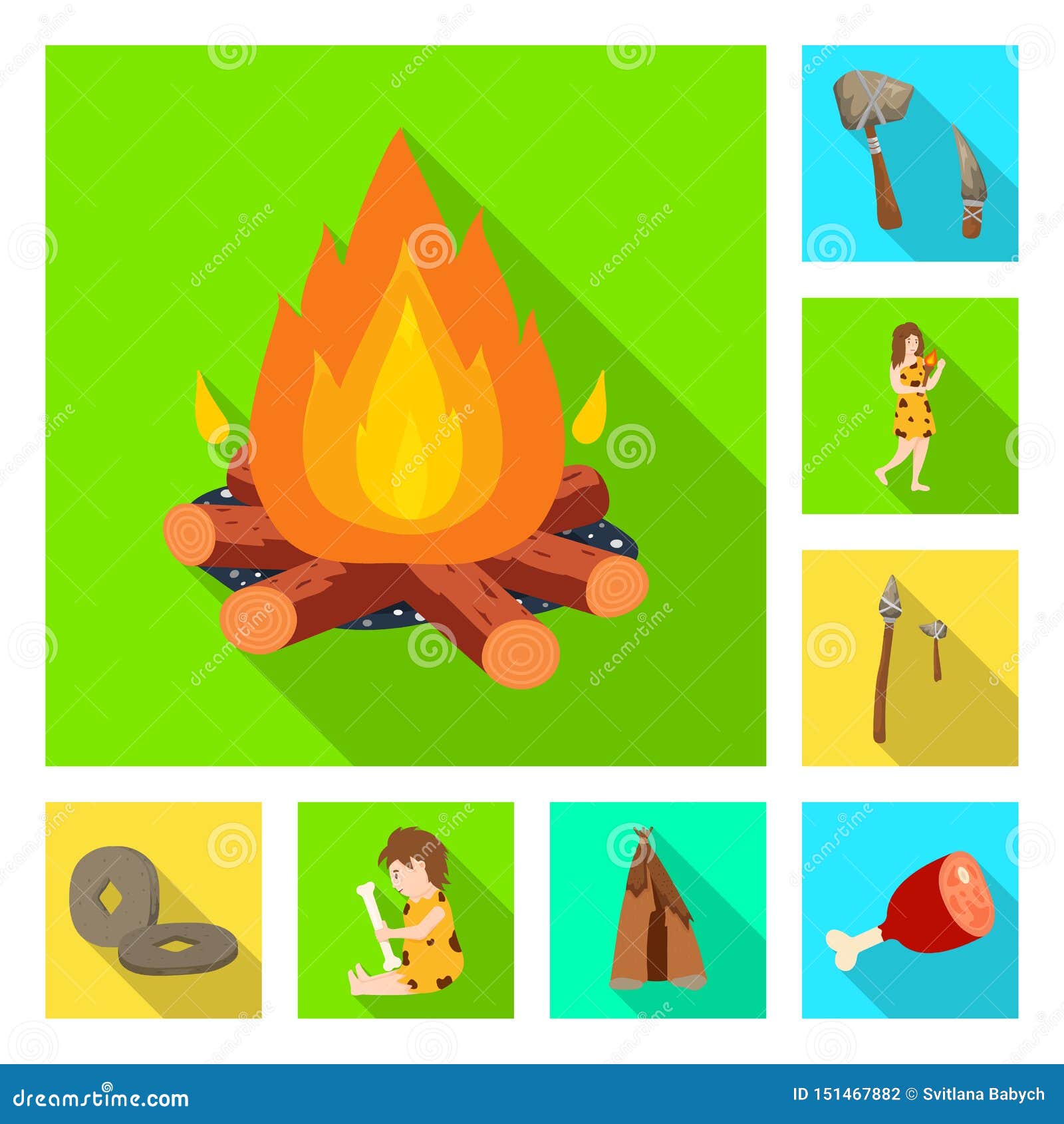 Isolated Object of Evolution and Neolithic Symbol. Set of Evolution and ...