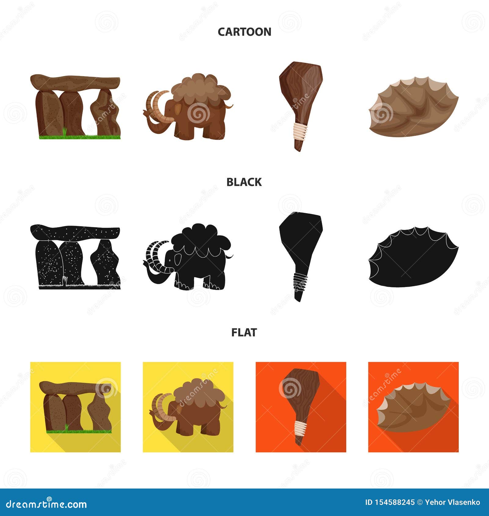 Isolated Object of Evolution and Prehistory Icon. Collection of ...