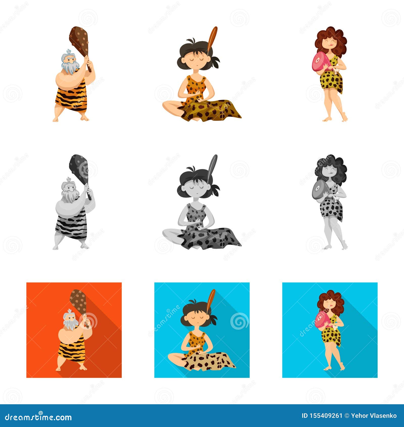 Vector Illustration of Evolution and Prehistory Symbol. Set of ...