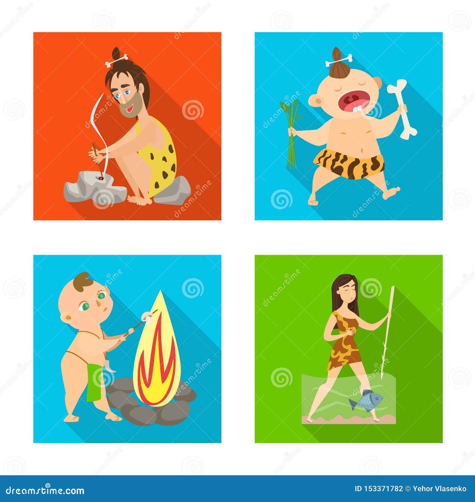 Vector Illustration of Evolution and Prehistory Symbol. Set of ...