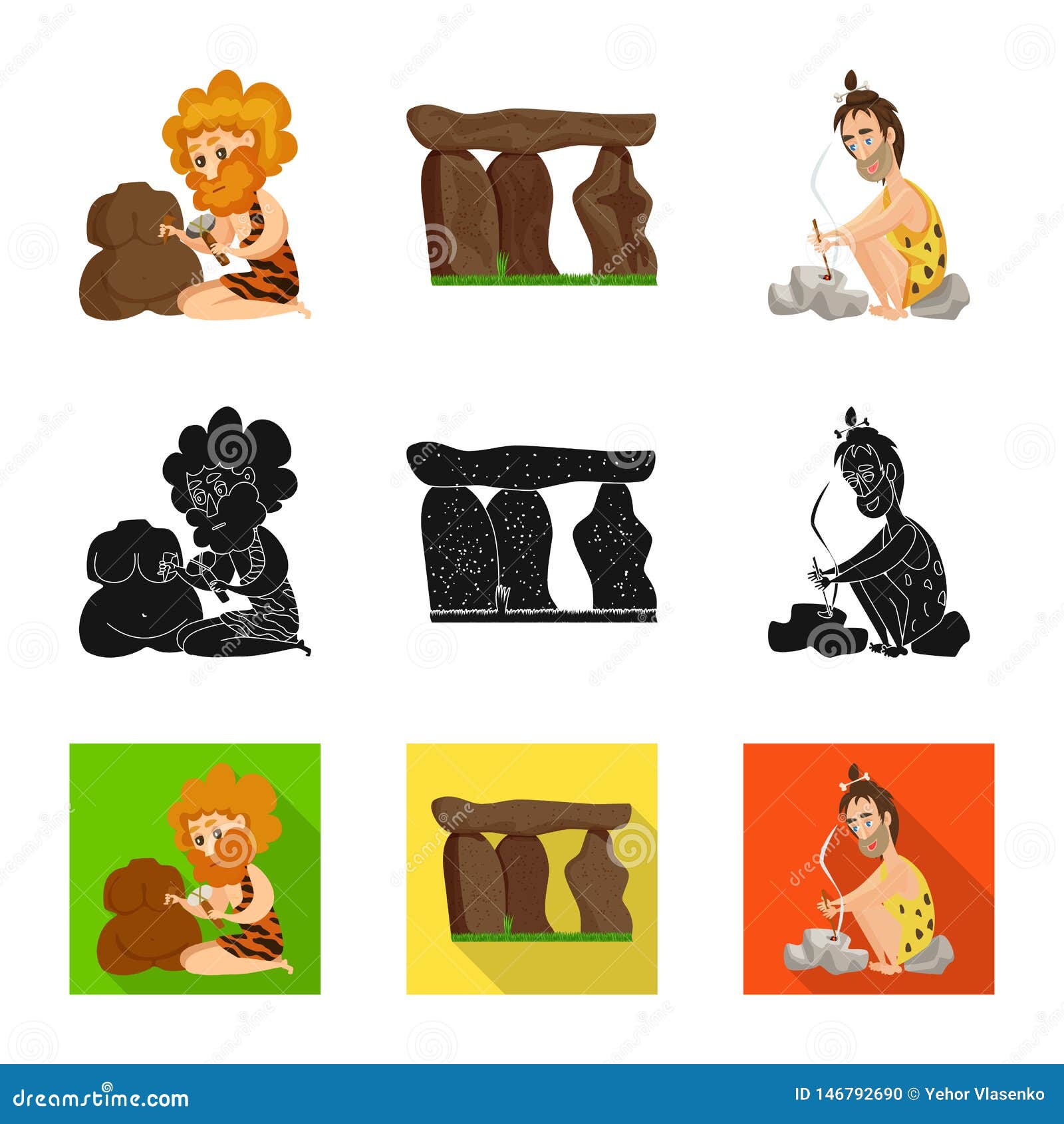 Isolated Object of Evolution and Prehistory Sign. Set of Evolution and ...