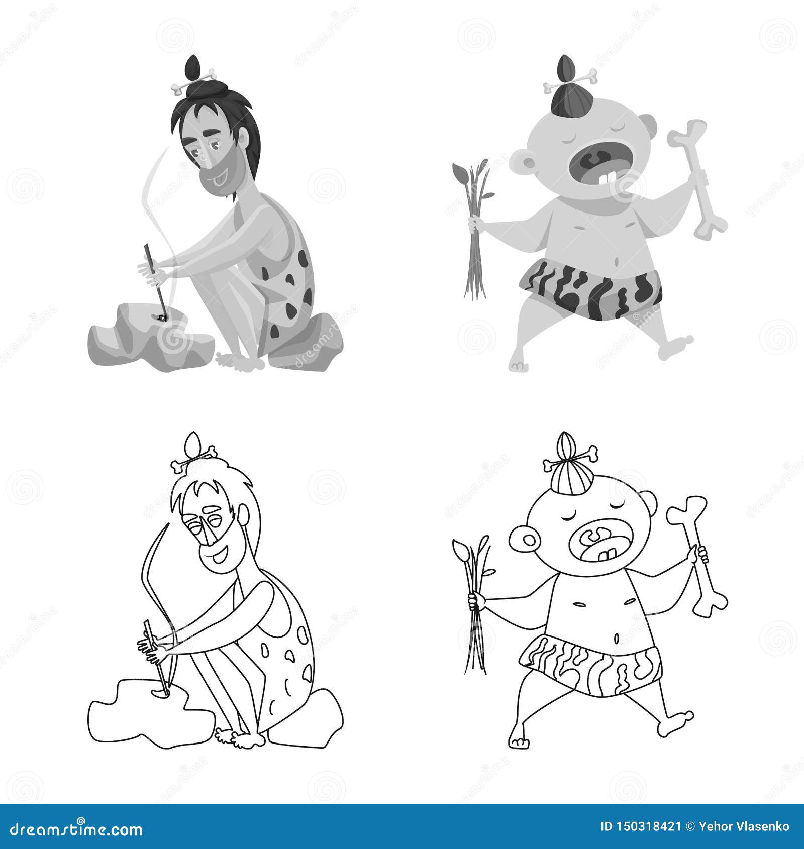 Isolated Object of Evolution and Prehistory Sign. Set of Evolution and ...